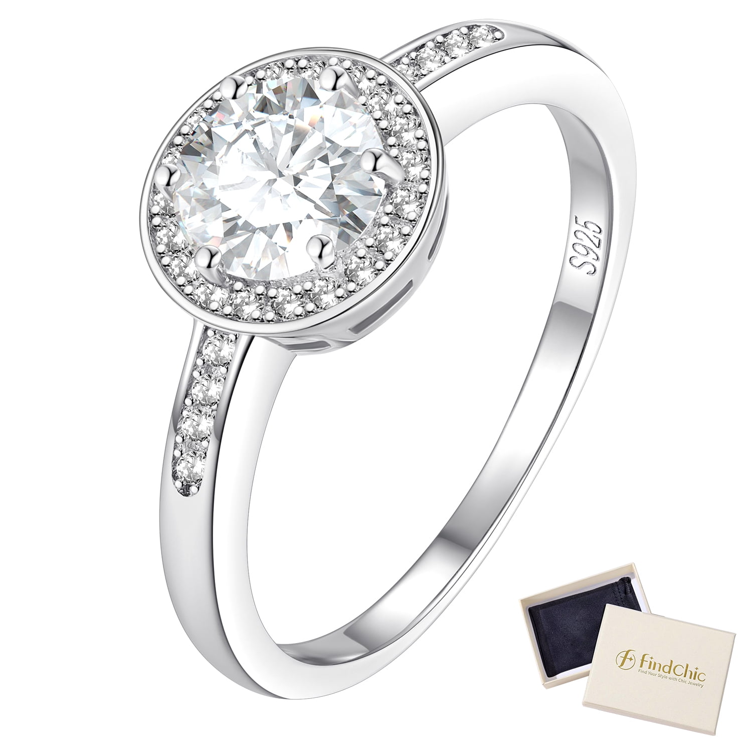 FindChic Engagement Wedding Rings for Women, 1Carat Round Cut Cubic ...