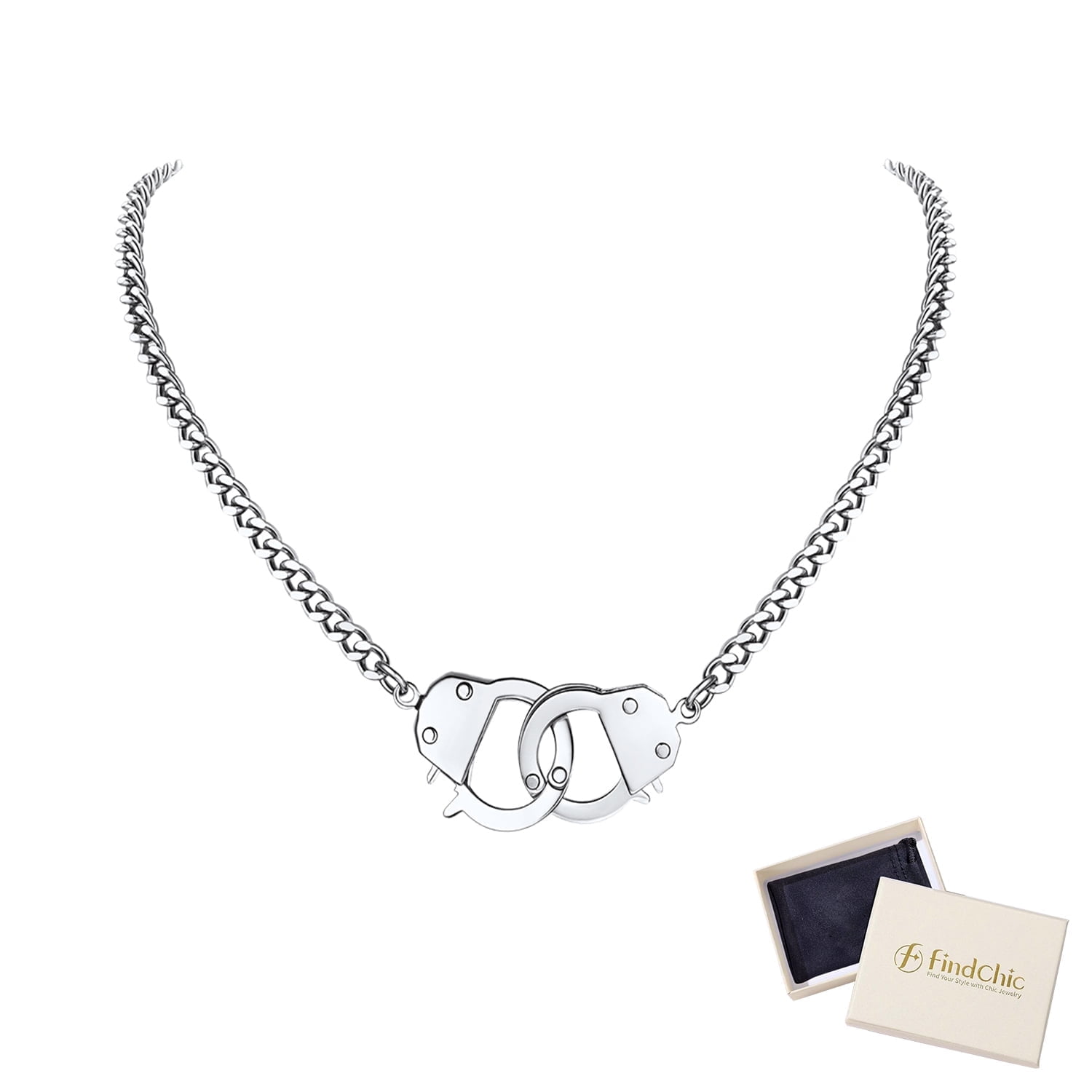 FindChic Handcuffs Choker Cuban Chain Necklaces Infinity Love for Women ...