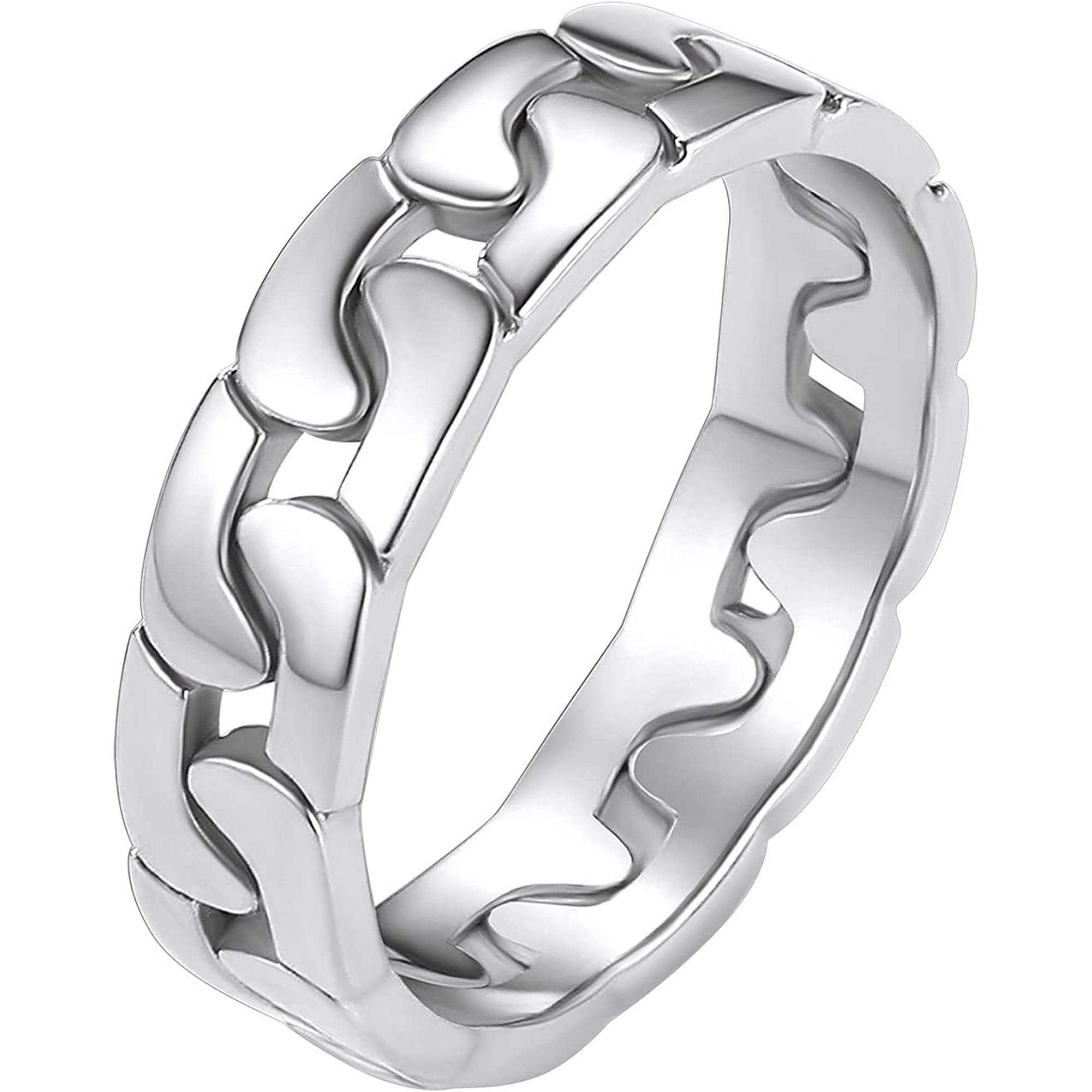 FindChic Cuban Link Band Rings for Mens Hip Hop Stainless Steel Rings ...