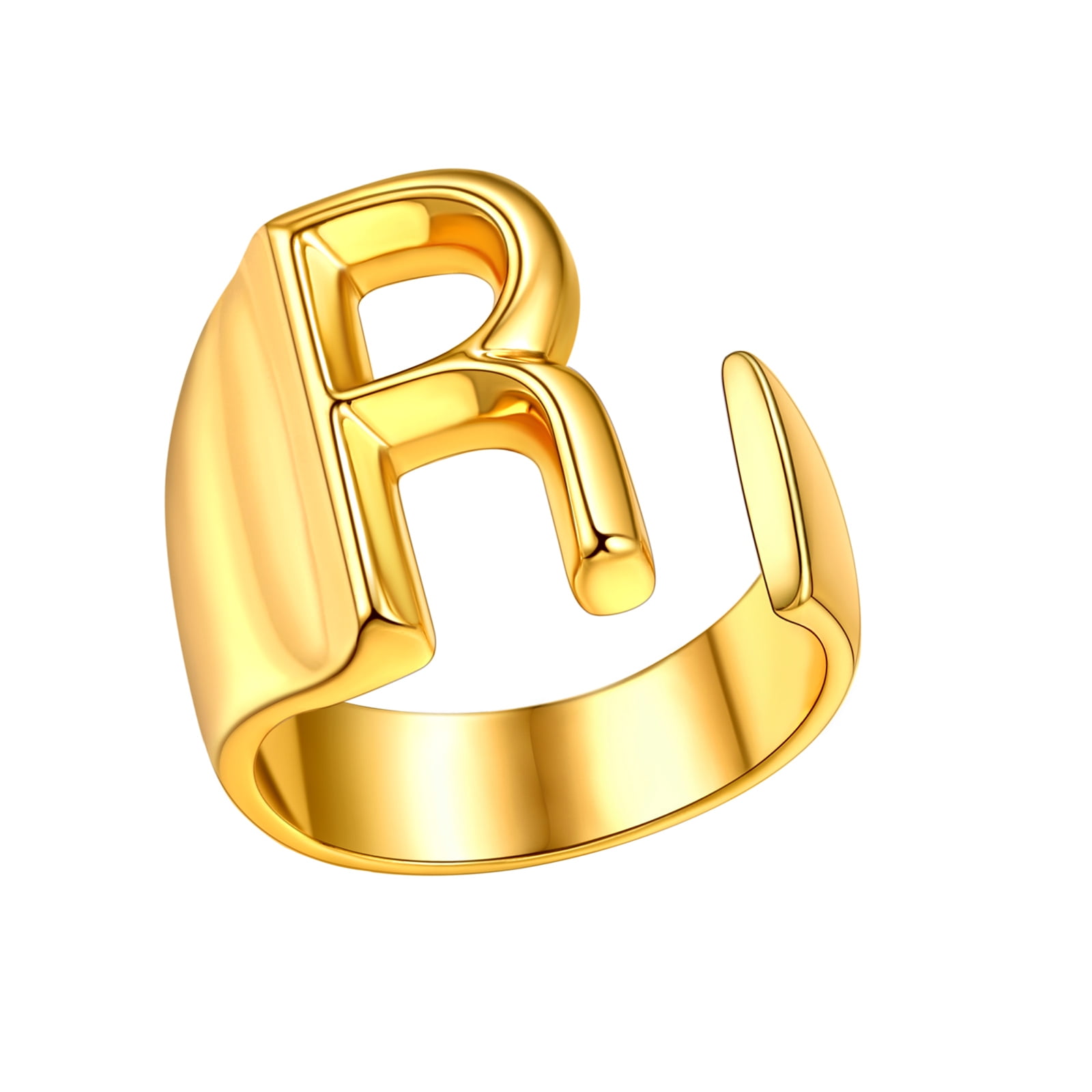 FindChic Initial Ring Gold, Chunky Letter R Statement Cuff Ring for ...