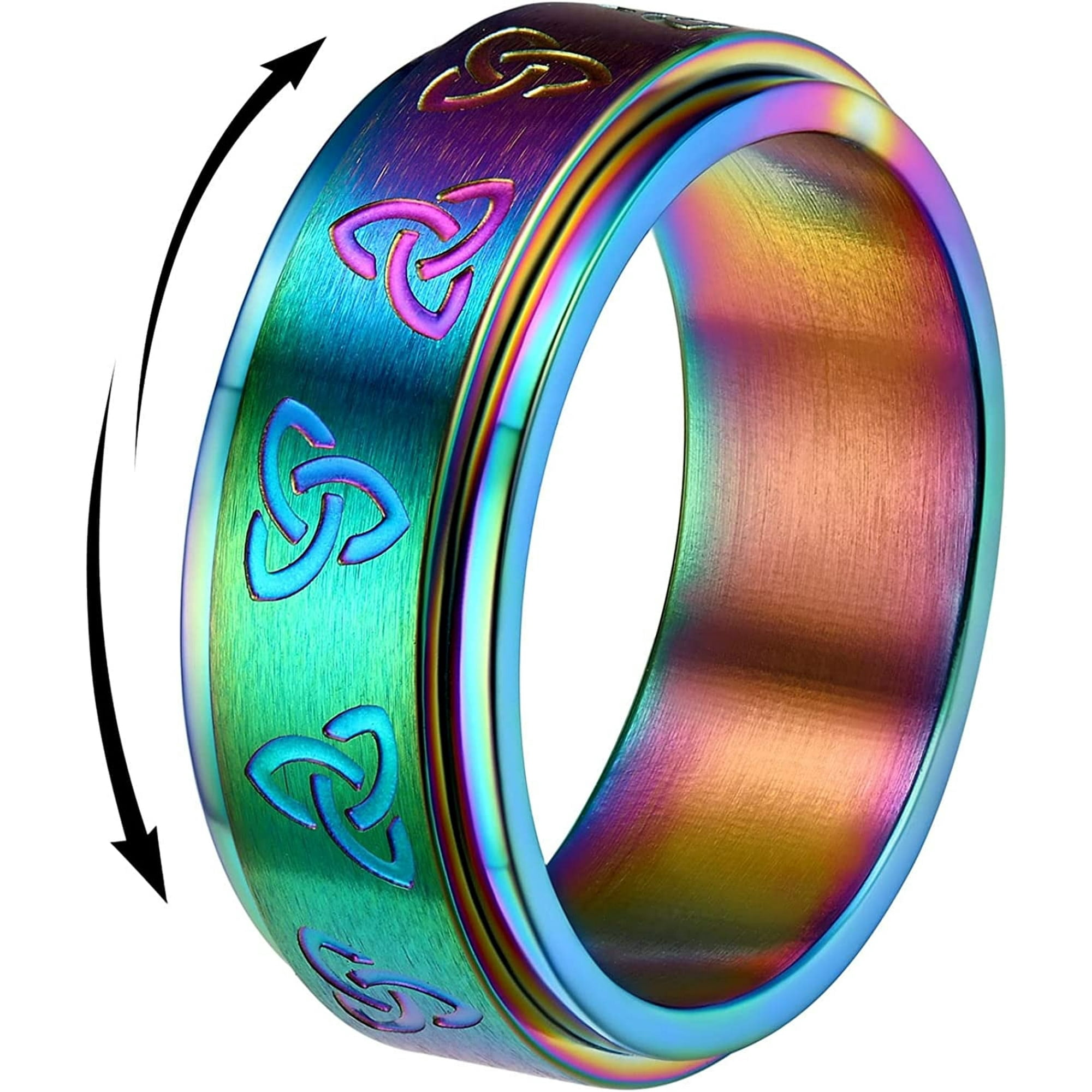 FindChic Men Celtic Knot Fidget Rings for Men Mixed Color Rotatable ...