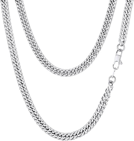 FindChic Men Curb Chain Necklace,Stainless Steel Chunky Double Tight ...