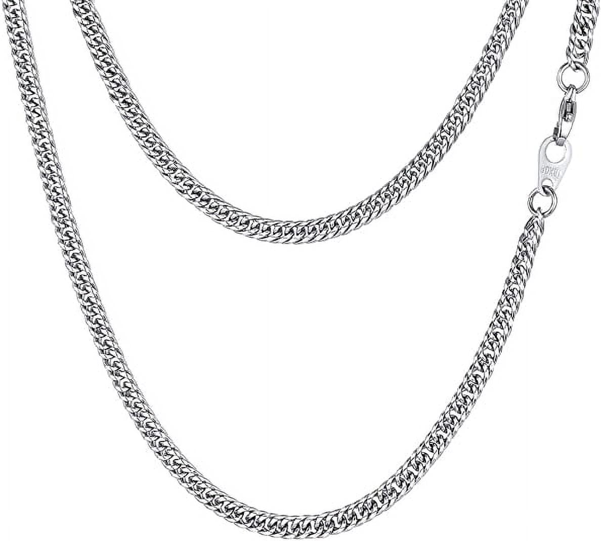 FindChic Men Curb Chain Necklace Stainless Steel Chunky Double Tight ...