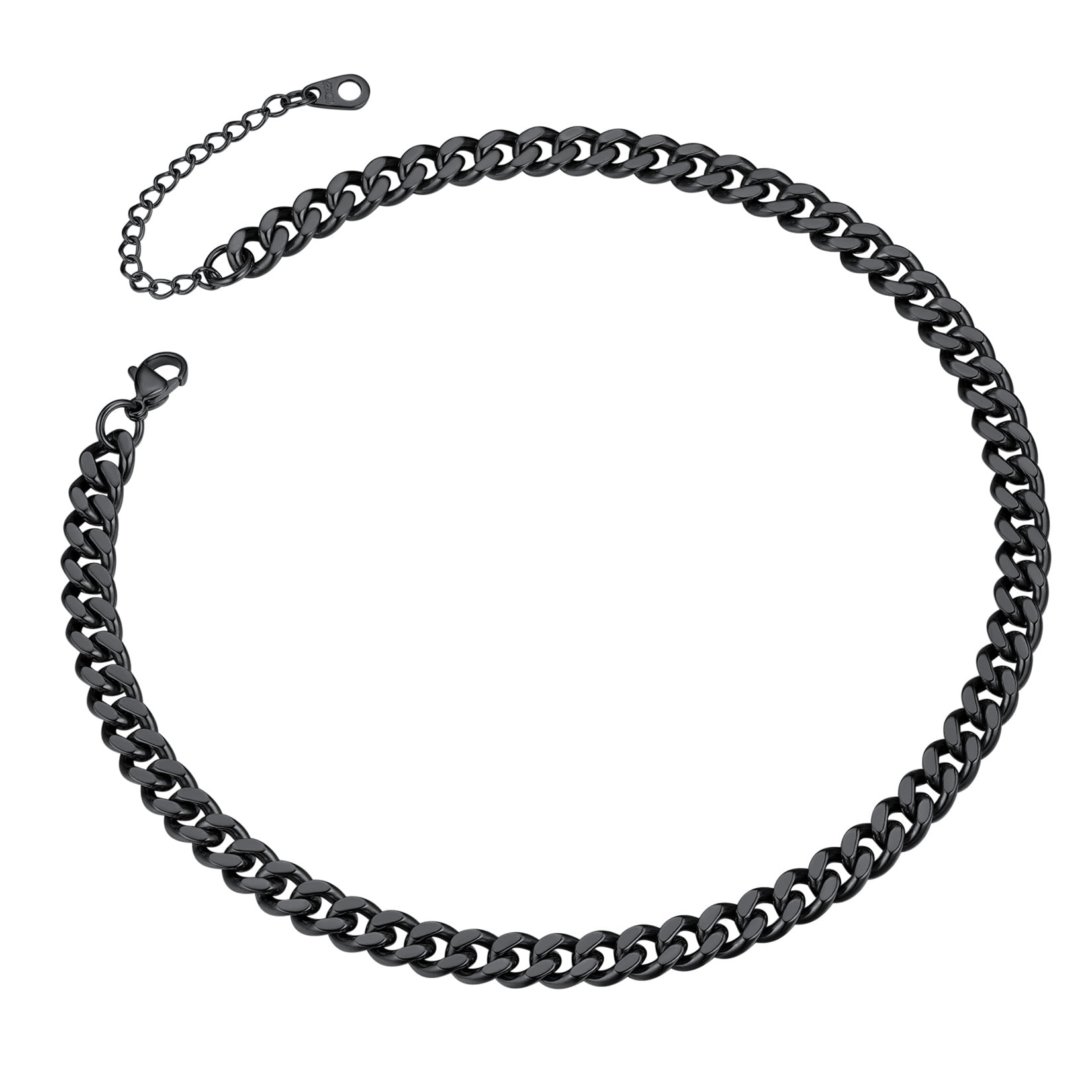 FindChic Choker Chains for Mens Jewelry Curb Link Chain Necklace Black ...