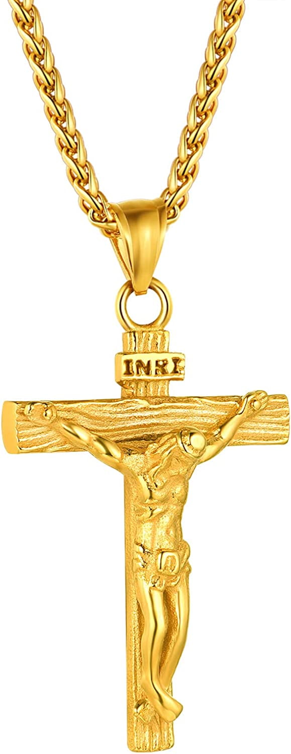 FindChic Men Gold Chain Crucifix Jesus Necklace Males Jewelry Gold ...