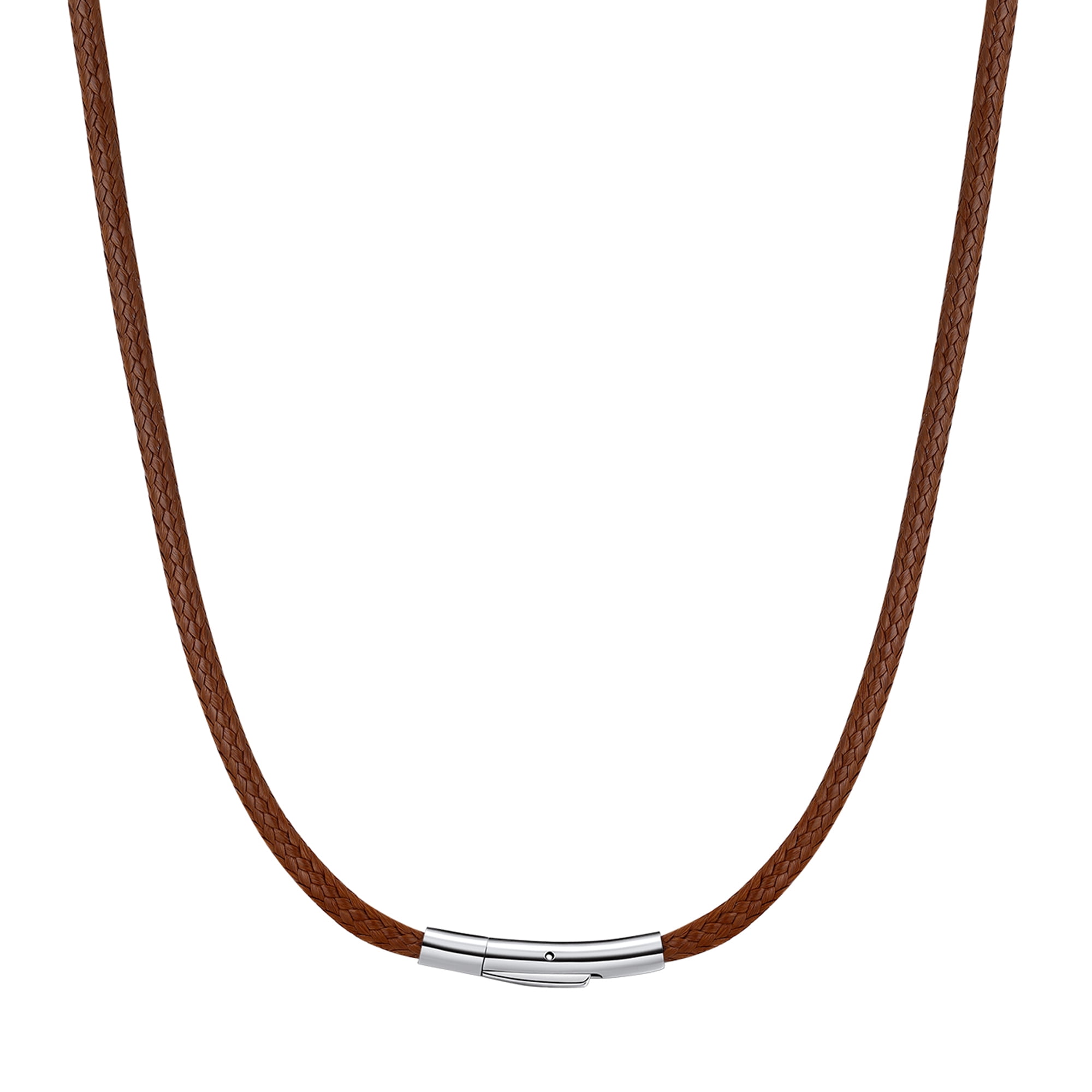 FindChic Men's Waterproof Braided Leather Cord Chain 2mm/3mm Width 16 ...