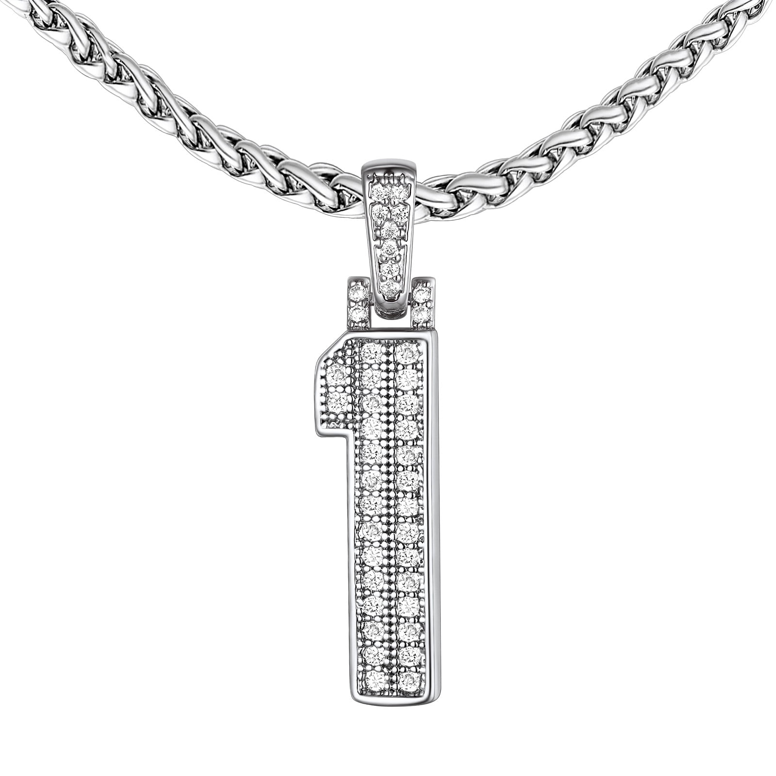 FindChic Cubic Zirconia Silver Colors Necklaces for Mens Women Hip Hop ...