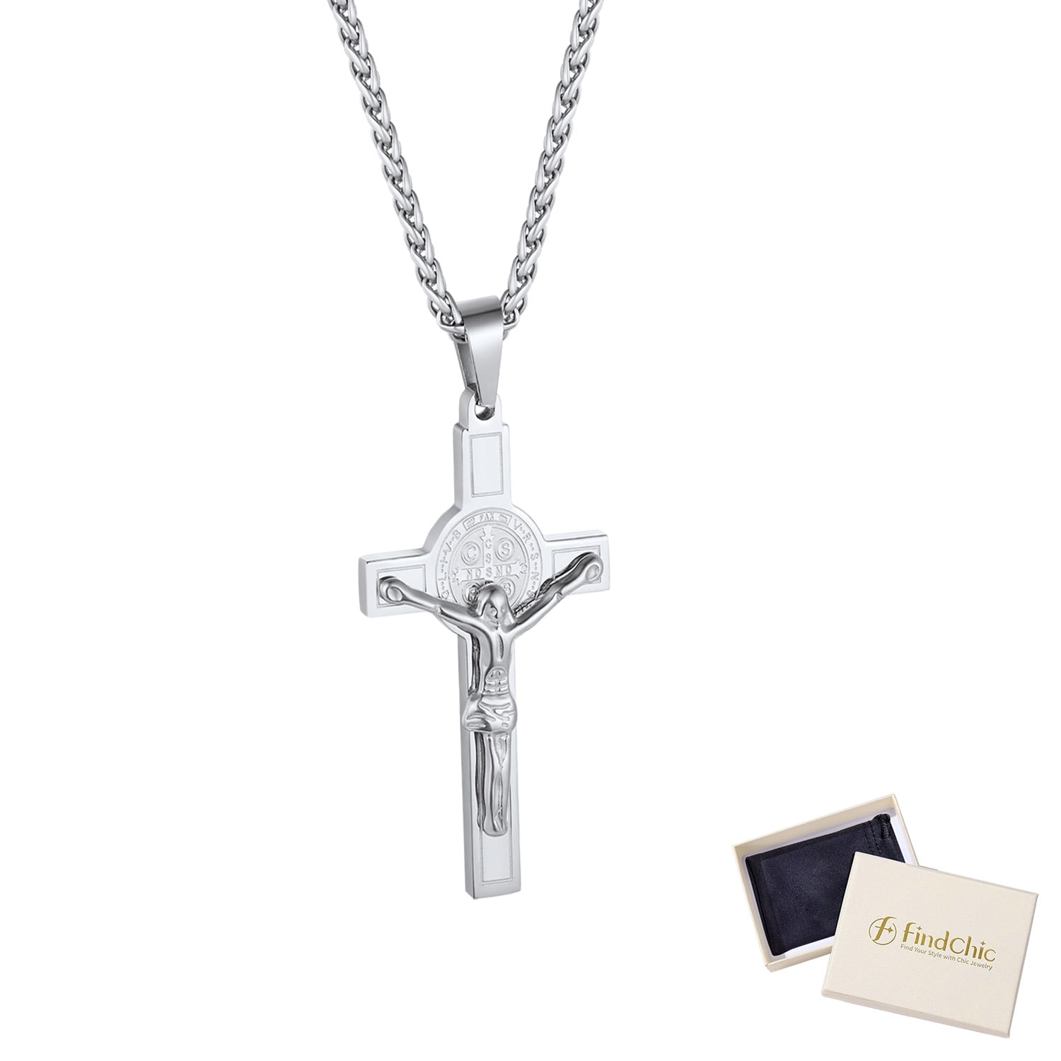 FindChic Religion Stainless Steel Catholic Jesus Christ Cross Crucifix ...