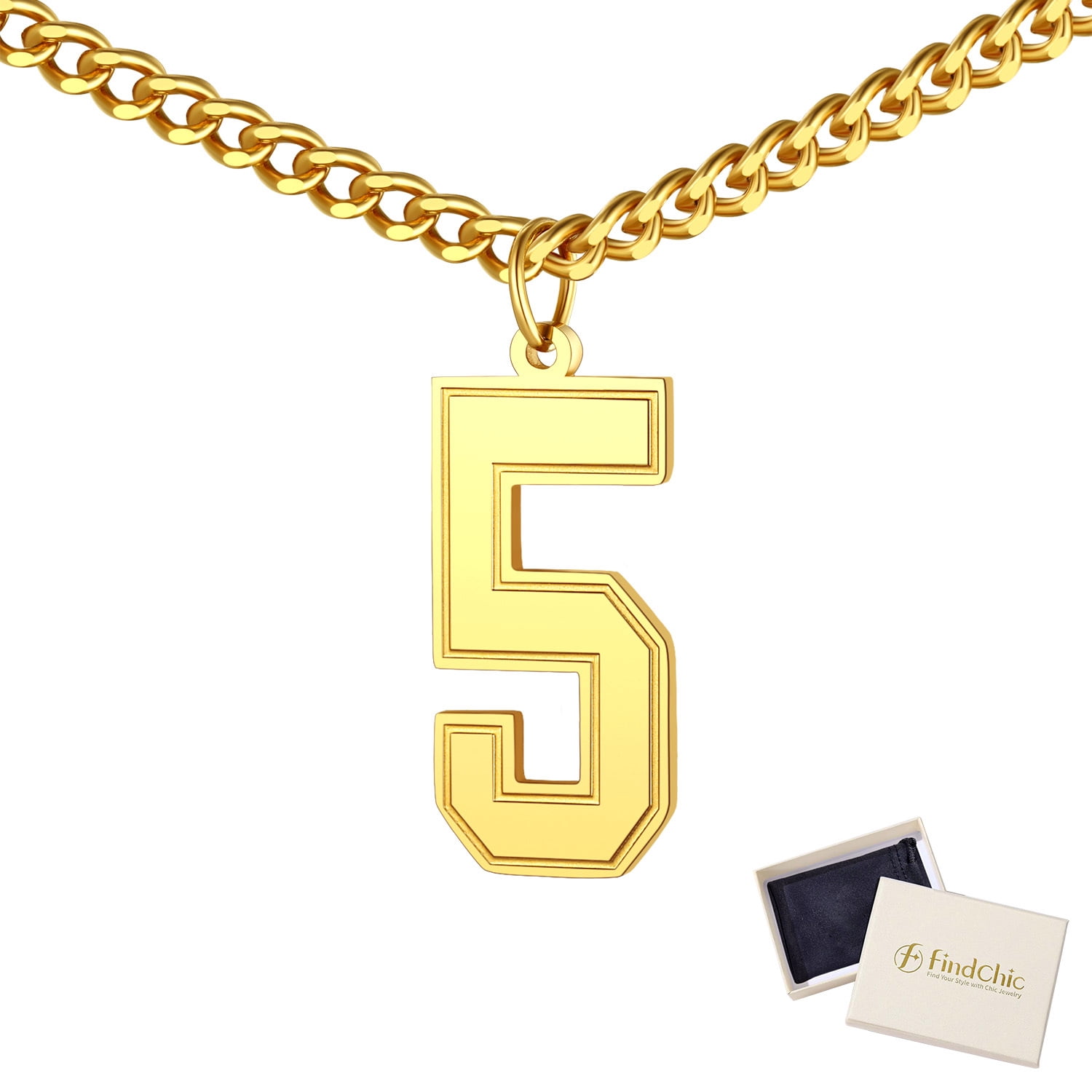 FindChic Sports Jersey Number 0 to 9 Gold Chain for Him,Number Necklace ...