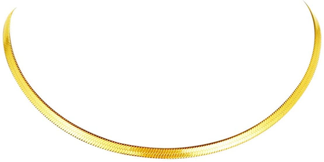 FindChic Stunning Choker Herringbone Chains for Women 18K Gold Plated ...