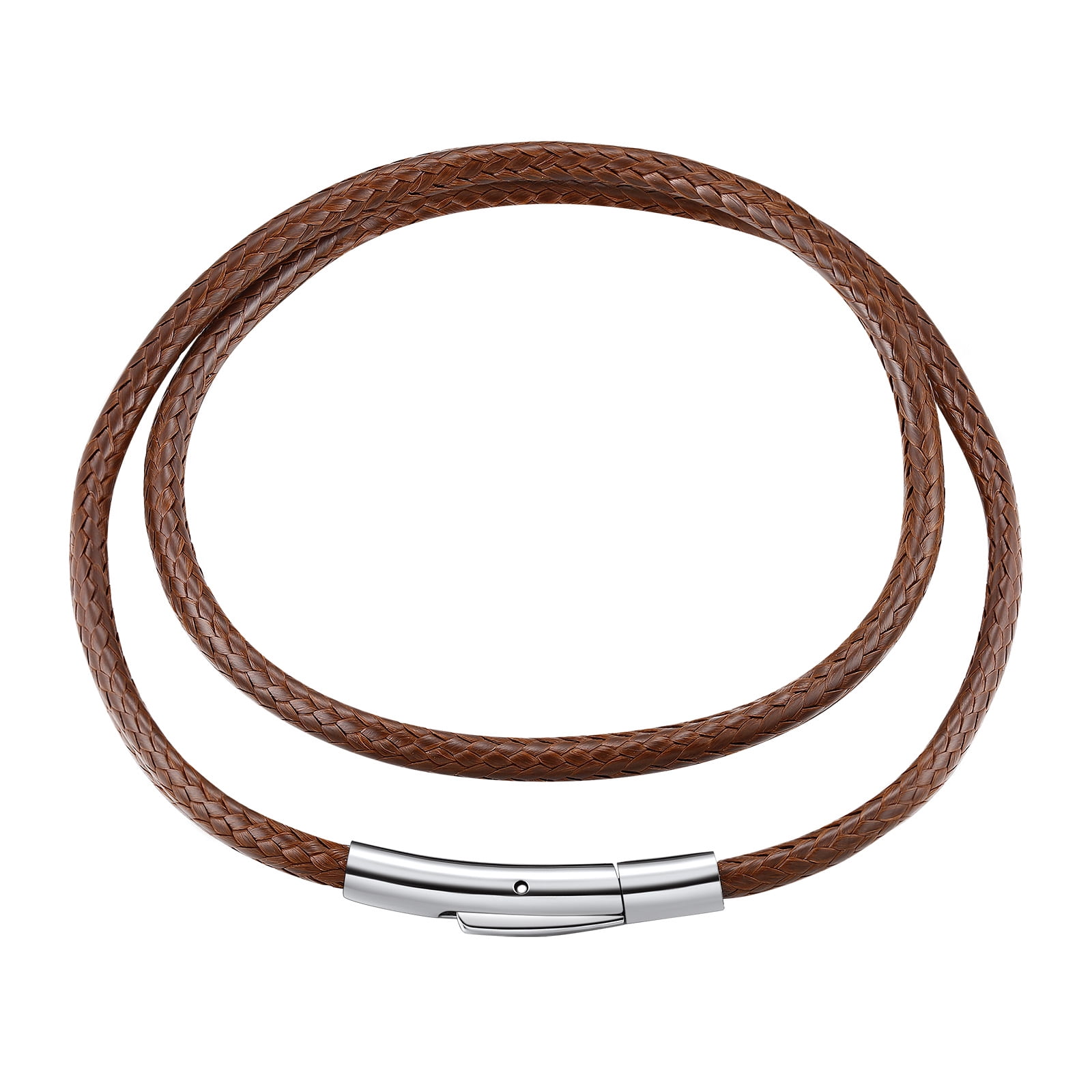 FindChic Waterproof Brown Leather Cord Necklaces for Women Men 2mm/3mm ...