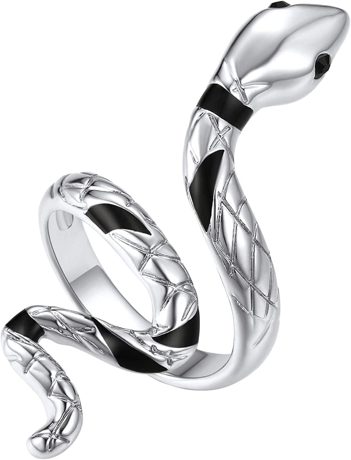 FindChic Womens Stainless Steel Snake Long Statement Rings Stackable ...