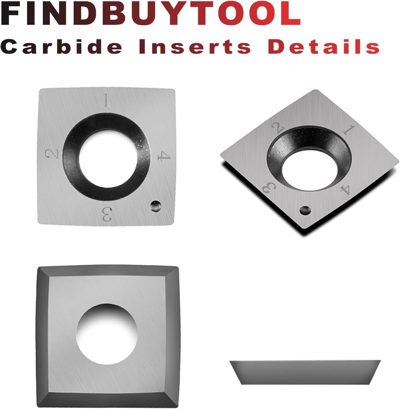 Findbuytool Carbide Inserts for Helical Cutterhead – 15x15x2.5mm, 30 ...