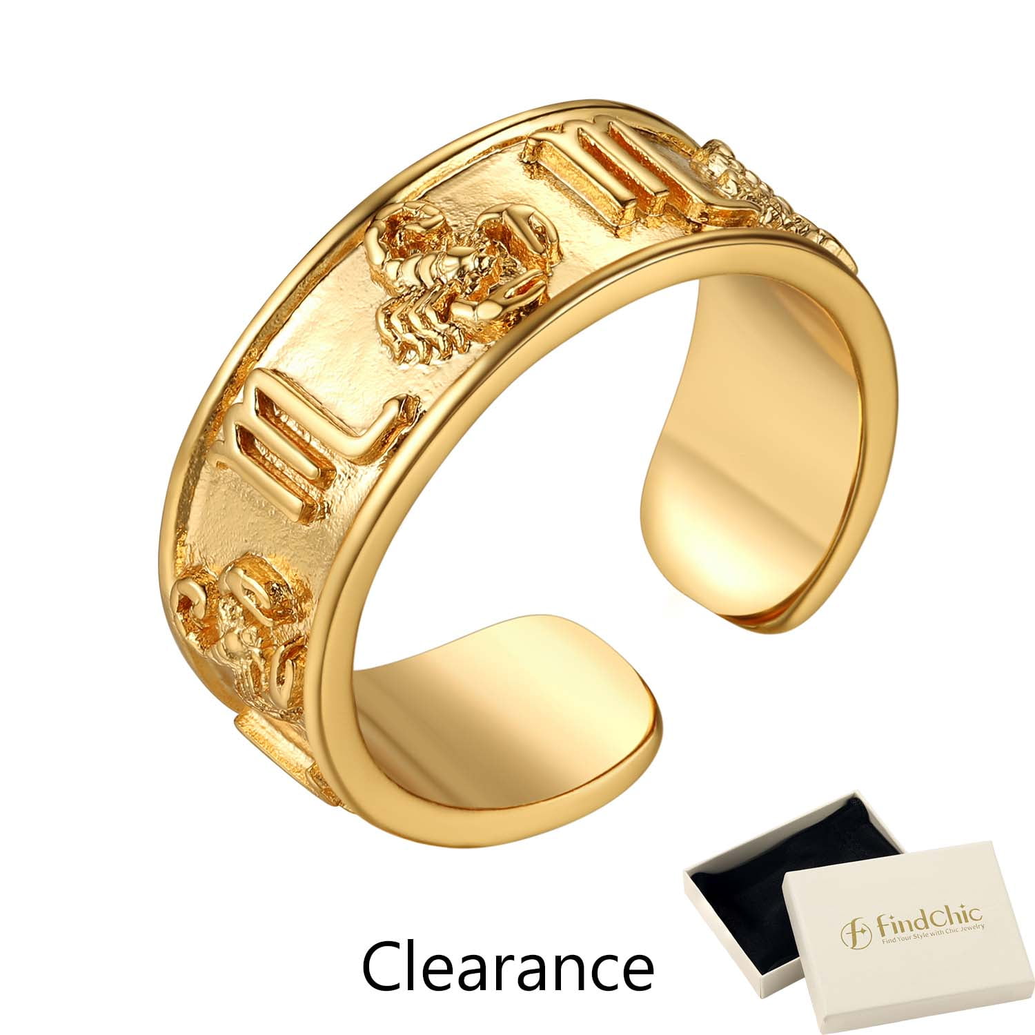 Findchic 14K Gold Plated Zodiac Signet Rings for Women – Symbolic ...