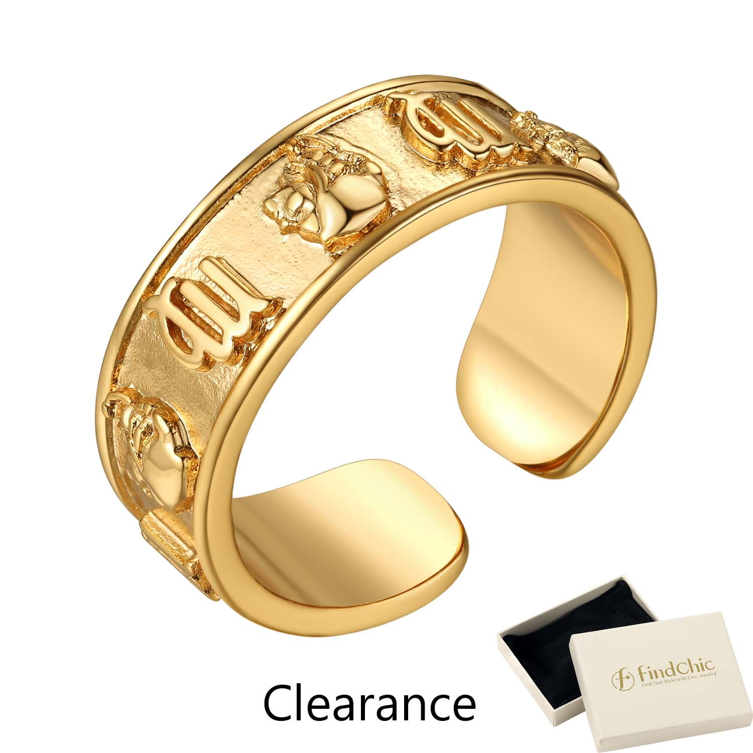 Findchic 14K Gold Plated Zodiac Signet Rings for Women – Symbolic ...