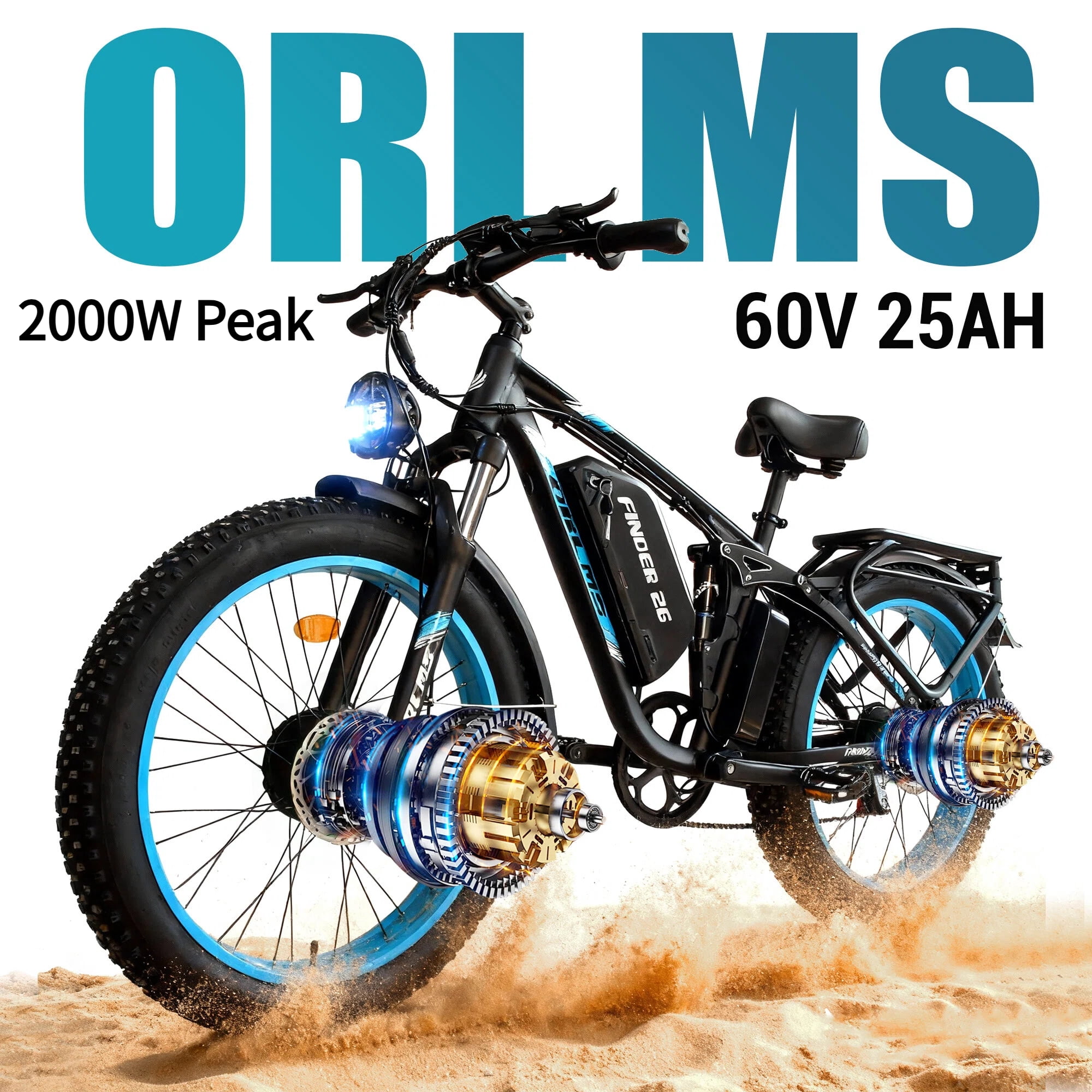 Finder 26-ORLMS V3 26" Fat Tire Electric Bike for Adults, 2000W Peak ...