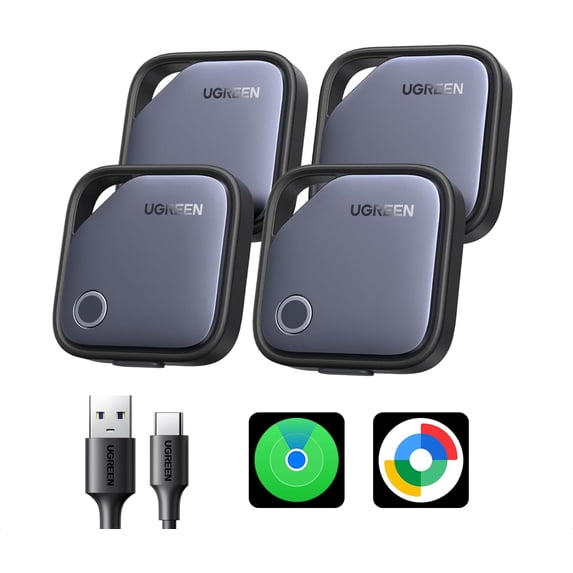 Finder Duo (iOS and Android) Air Tracker Tags 4 Pack, Rechargeable ...