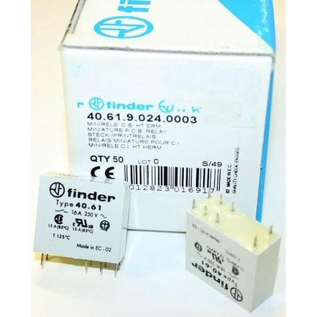 Finder PCB Mount, 0-250VAC, 16A SPDT, Power Relay #40.61.9.024.0003 ...