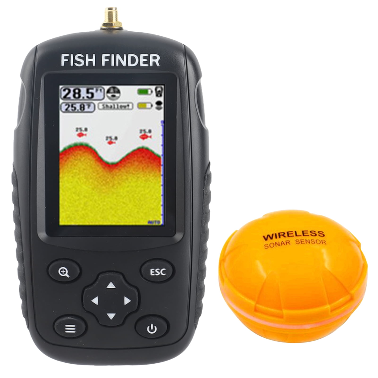 Finder Portable Rechargeable Handheld Fish Finder Wireless Sonar Sensor Depth Locator - Walmart.com