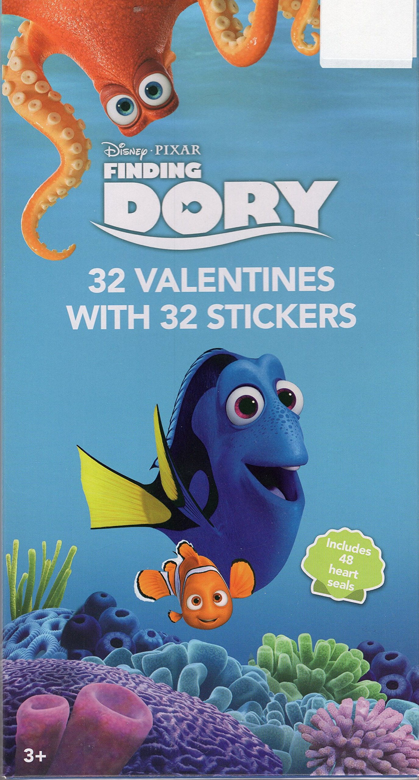 Finding Dory 32 Valentines with 32 Stickers - Walmart.com