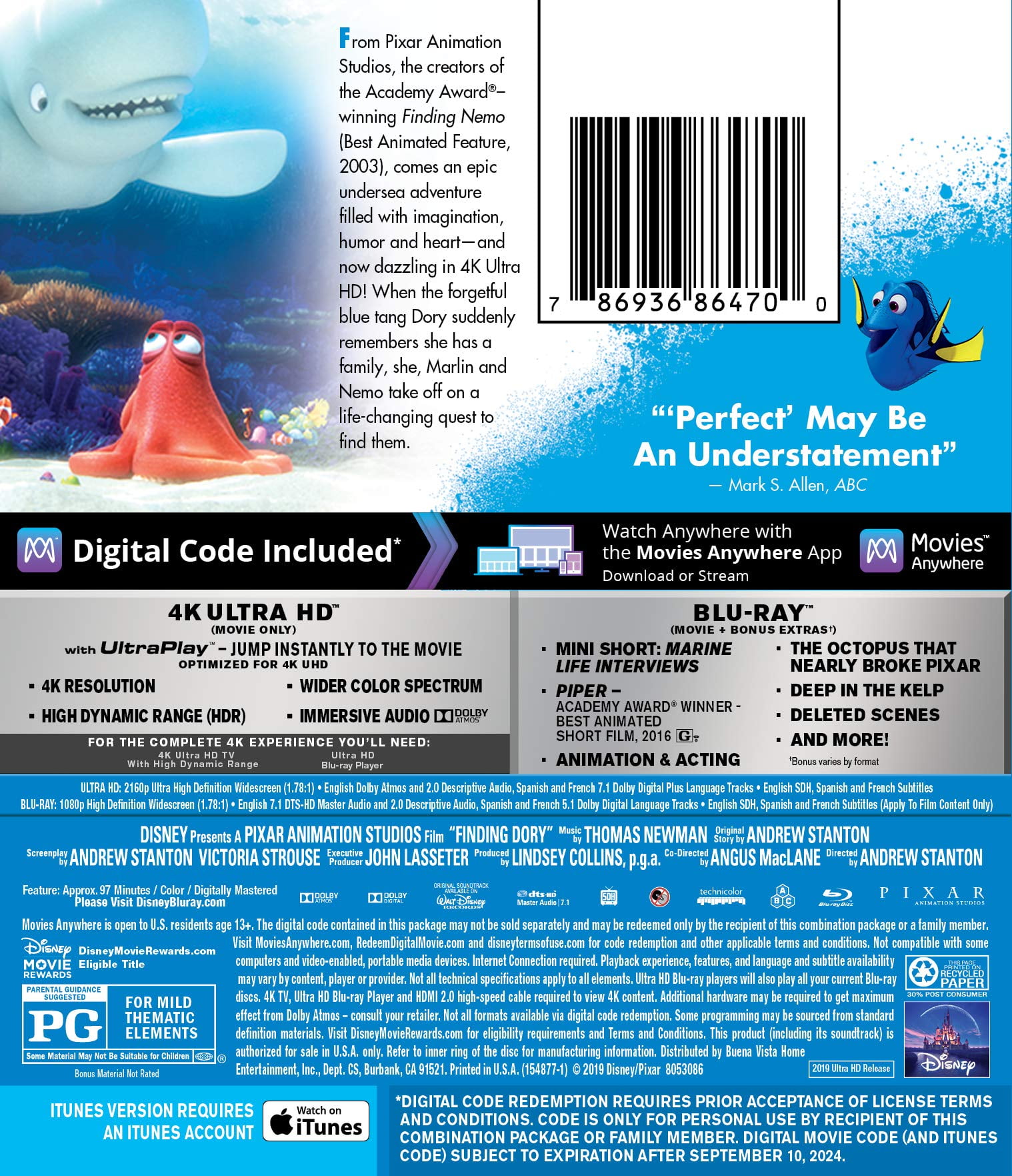 Pre-Owned Finding Dory (4K Ultra HD + Blu-ray + Digital Code) - Walmart.com