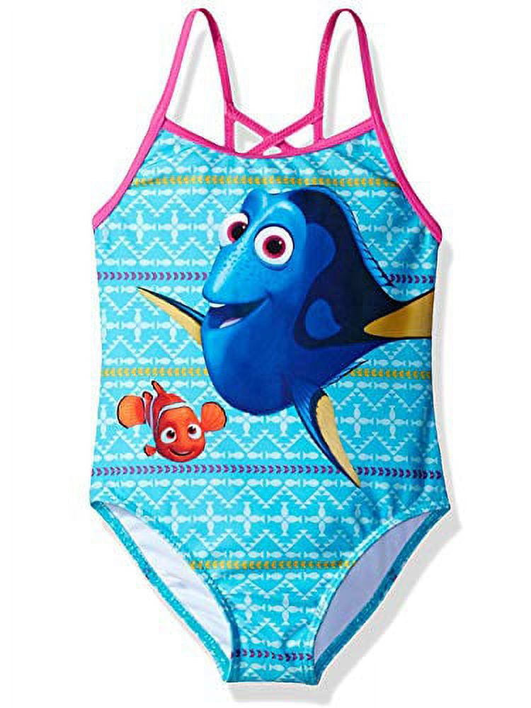 Finding Dory Nemo Girls Swimwear Swimsuit (Little Kid) (5-6, Blue/Pink ...