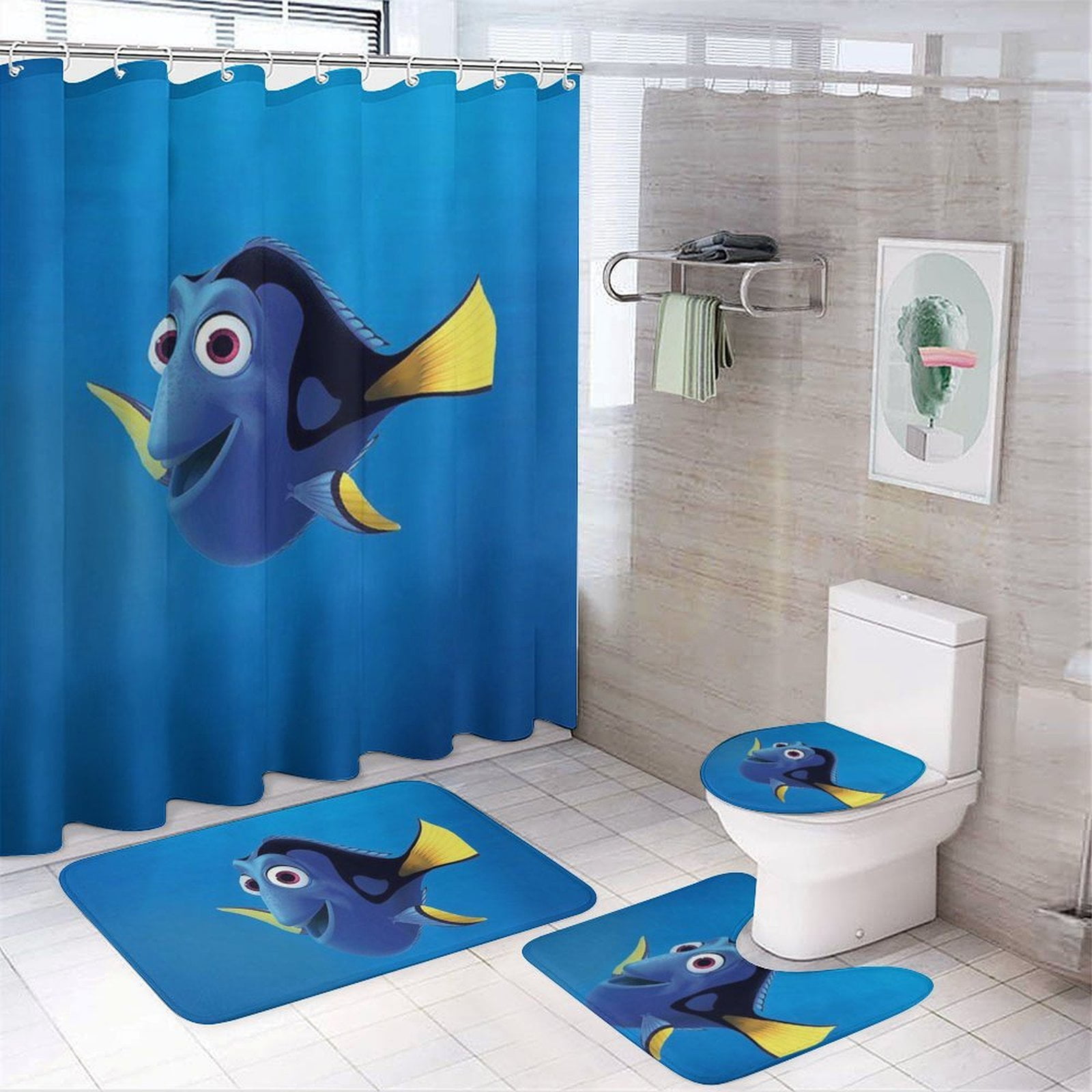 Finding Nemo 4 Pcs Shower Curtain Set with Rugs And Toilet Lid Cover ...