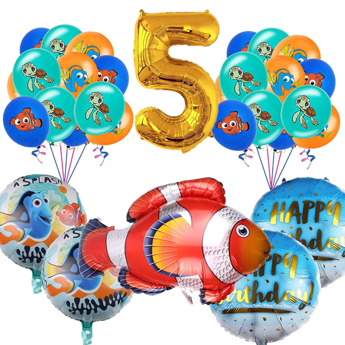 Finding Nemo Balloons Party Supplies 5th Big Number Decorations Decor ...