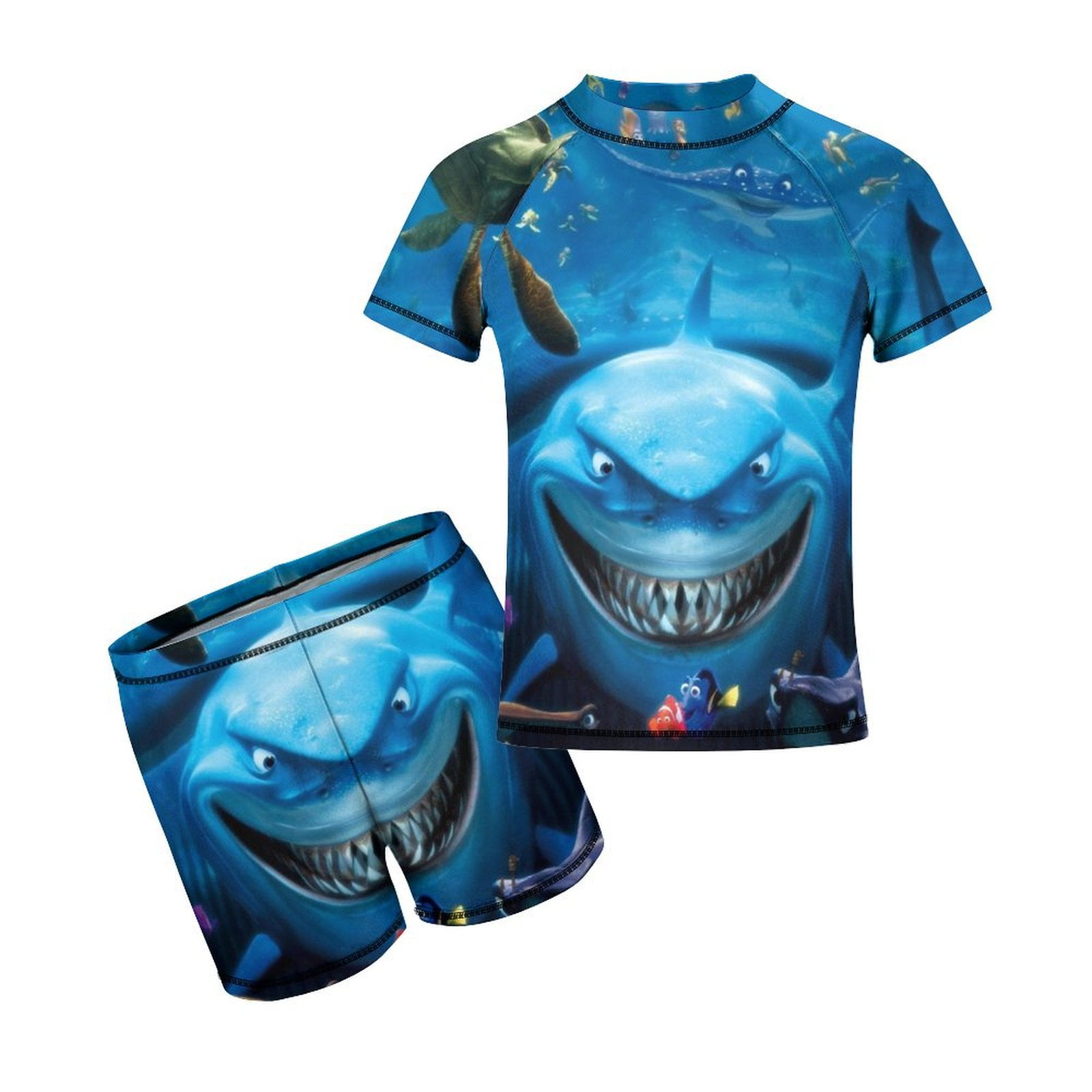 Finding Nemo Boys 2-Piece Swimsuit Set, Short Sleeve Rash Guard & Swim ...
