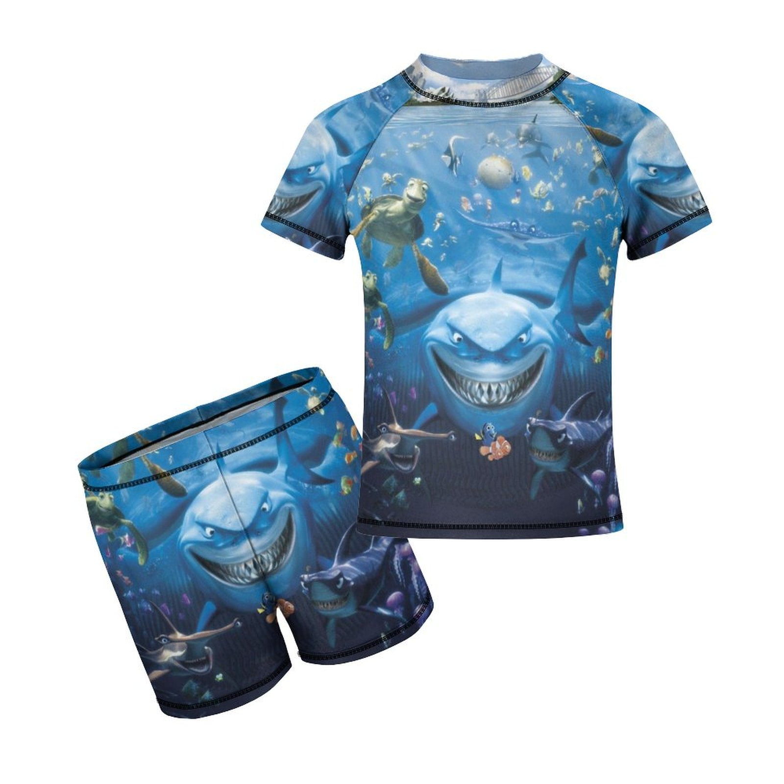 Finding Nemo Boys 2-Piece Swimsuit Set, Short Sleeve Rash Guard & Swim ...