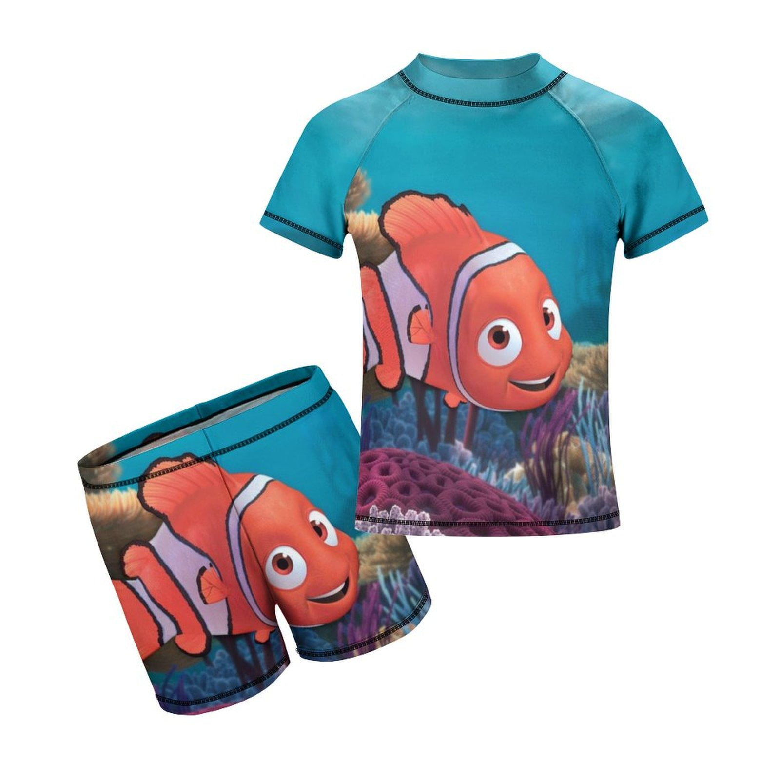 Finding Nemo Boys 2-Piece Swimsuit Set, Short Sleeve Rash Guard & Swim ...