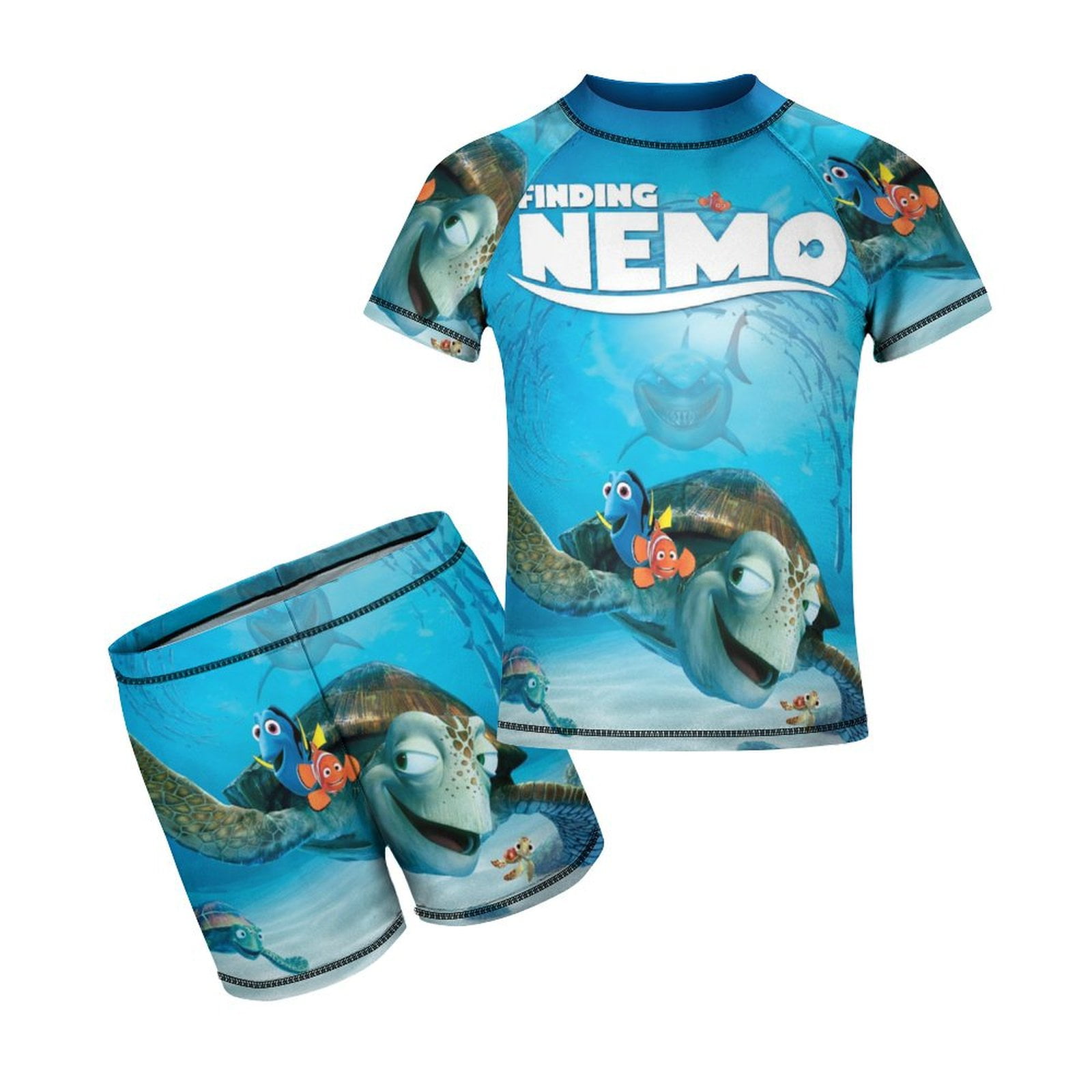 Finding Nemo Boys 2-Piece Swimsuit Set, Short Sleeve Rash Guard & Swim ...