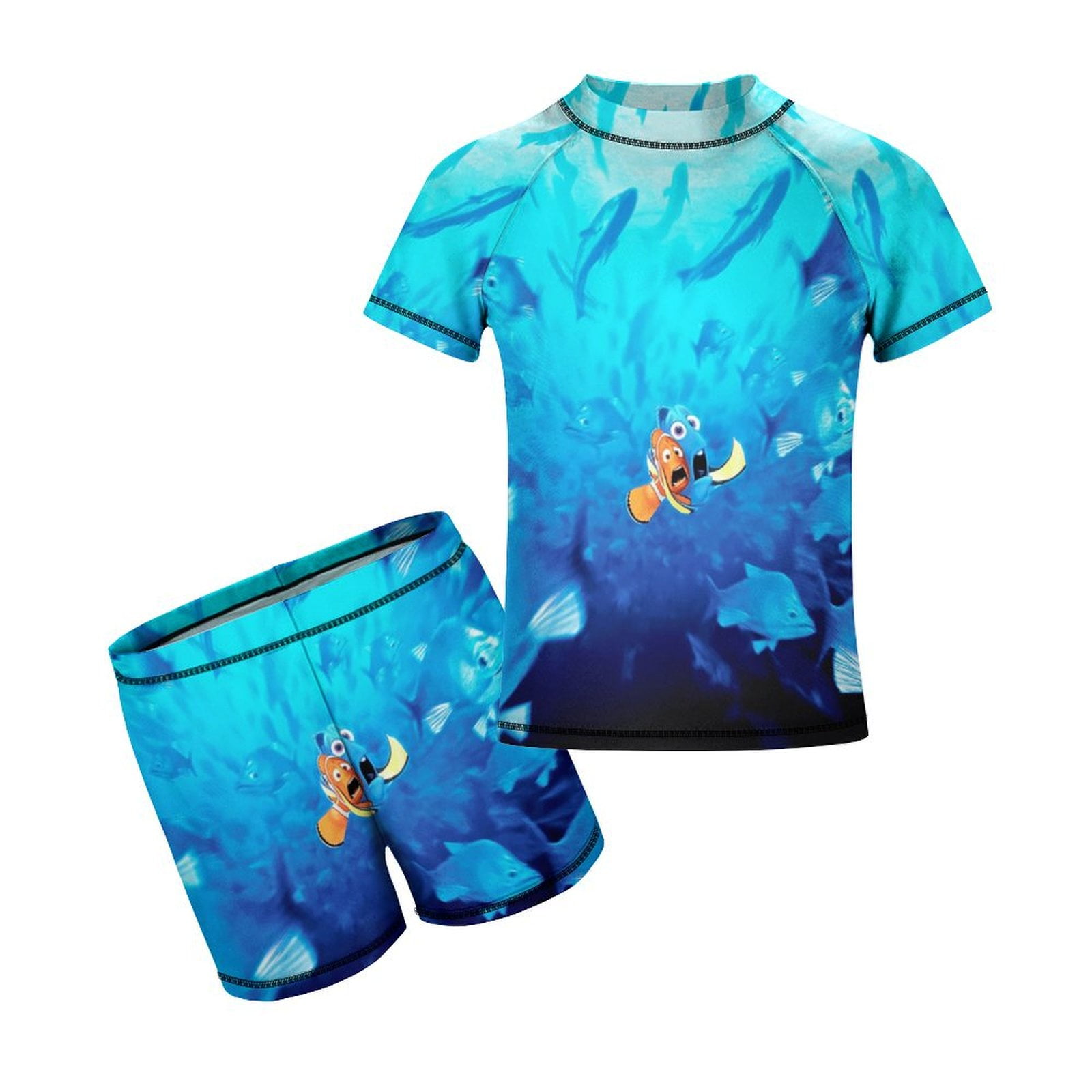 Finding Nemo Boys 2-Piece Swimsuit Set, Short Sleeve Rash Guard & Swim ...