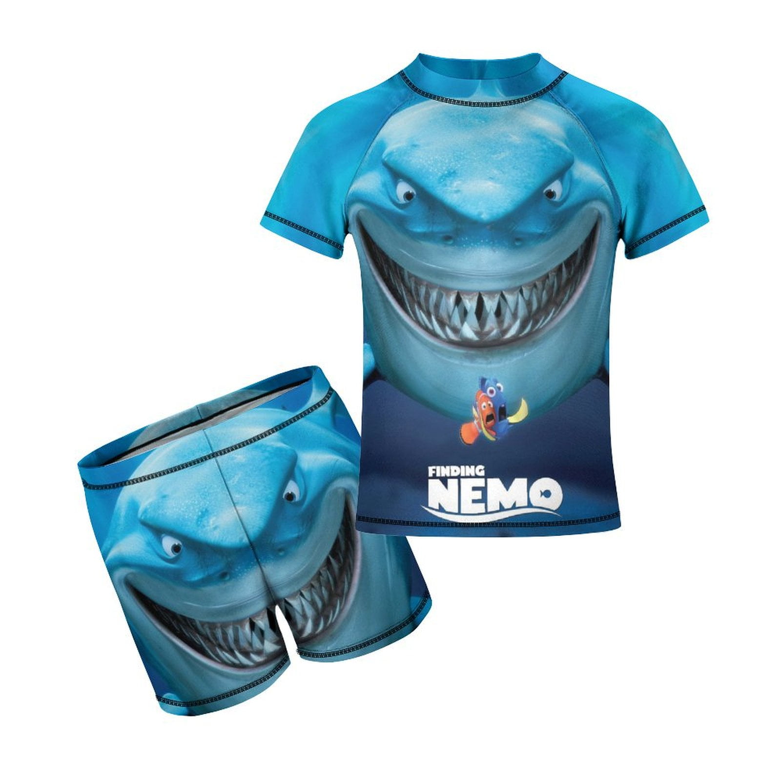 Finding Nemo Boys 2-Piece Swimsuit Set, Short Sleeve Rash Guard & Swim ...