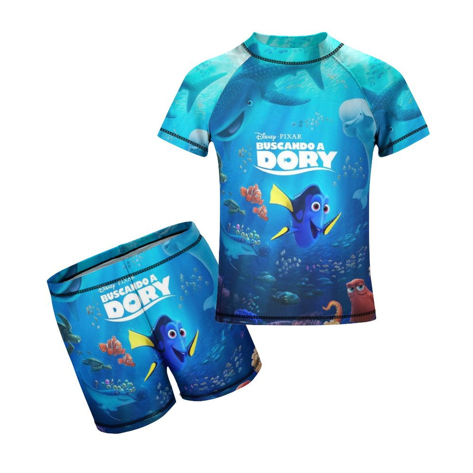 Finding Nemo Boys 2-Piece Swimsuit Set, Short Sleeve Rash Guard & Swim ...