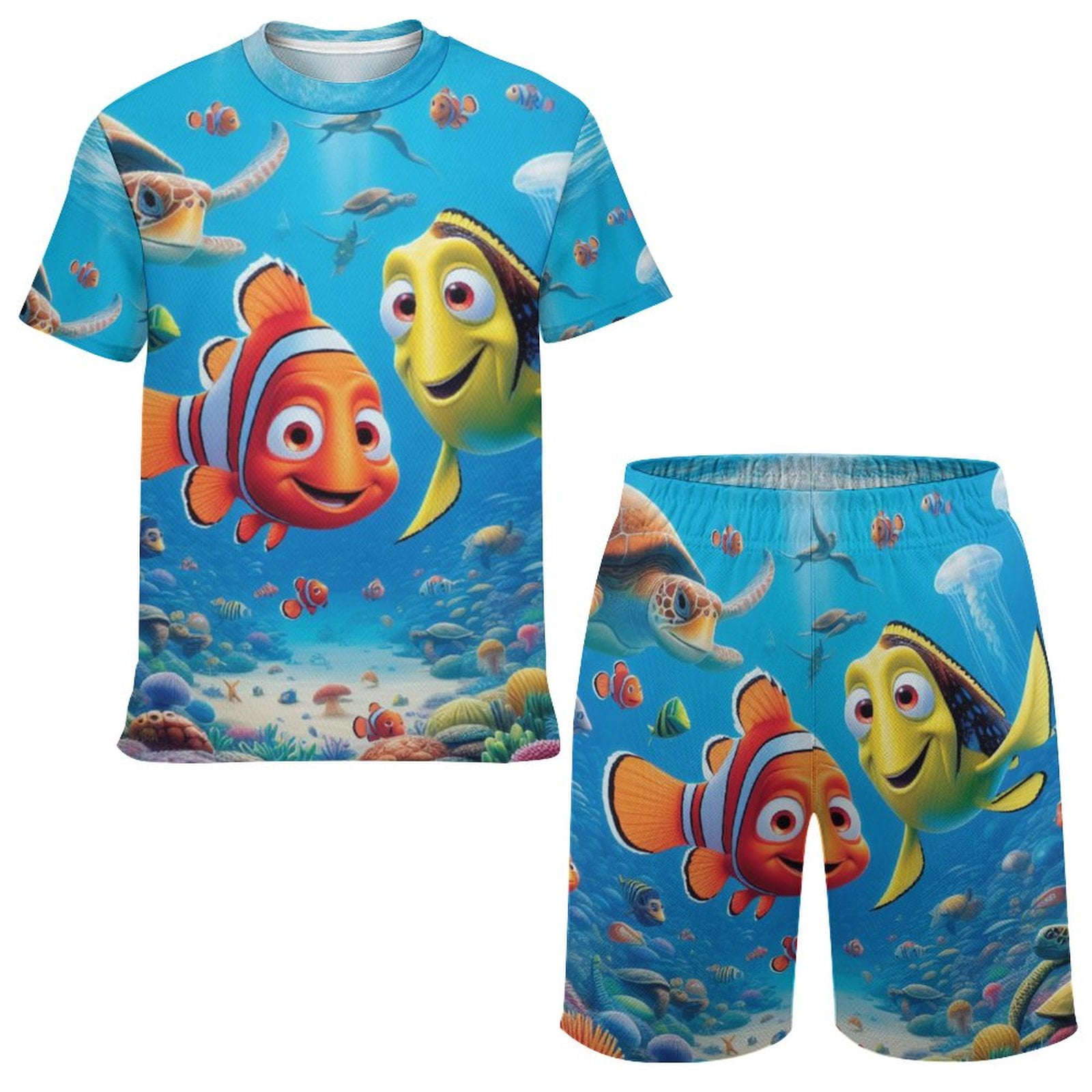 Finding Nemo Boys Short Sleeve T-Shirt And Mesh Shorts Outfit Set for ...