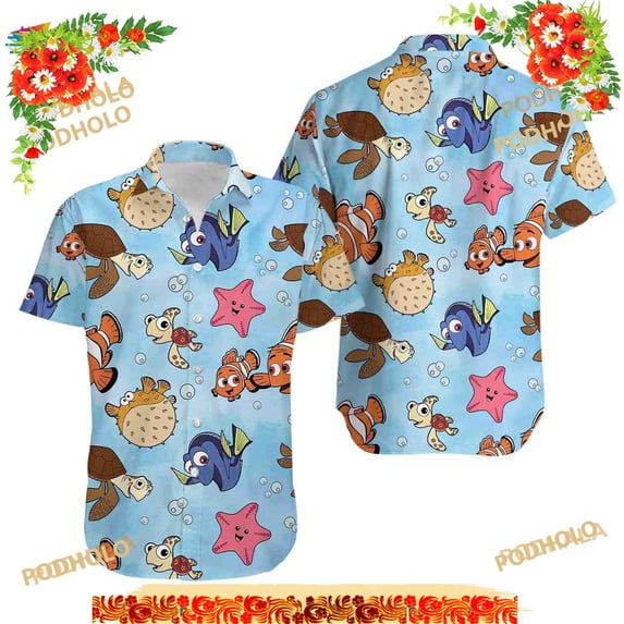 Finding Nemo Cartoon Character Hawaiian Shirt - Walmart.com