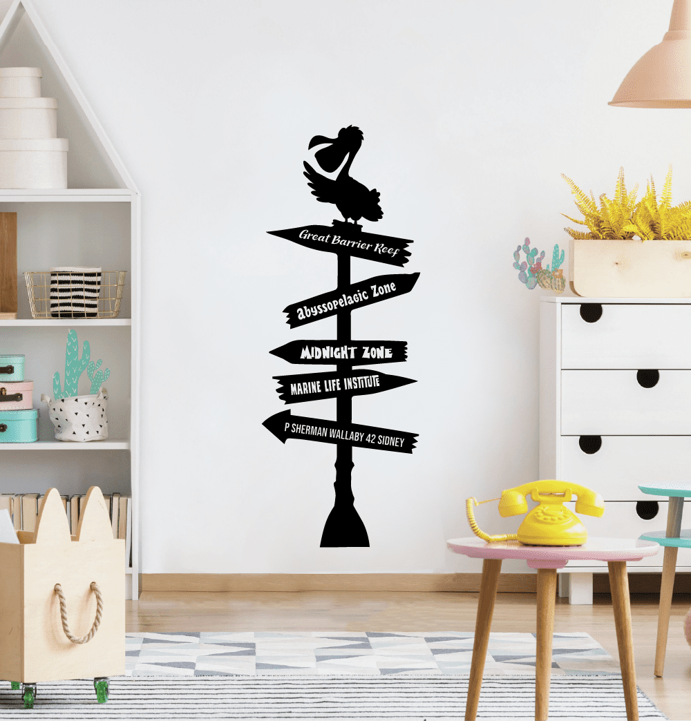 Finding Nemo Cartoon Pathway Signage Fantasy World Wall Sticker Art ...