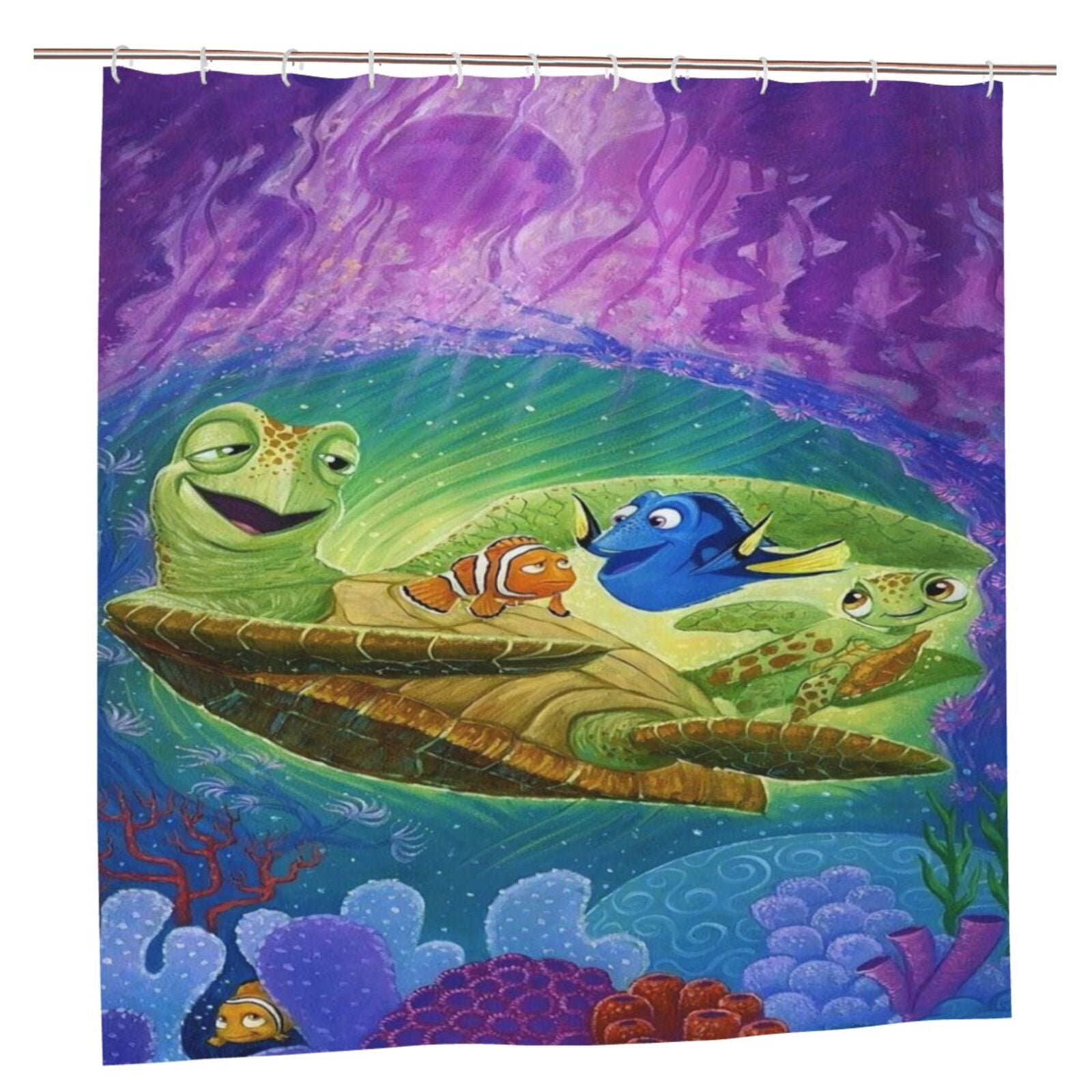 Finding Nemo Cartoon Shower Curtain 72" X 72" Anime Bathroom Decor With ...