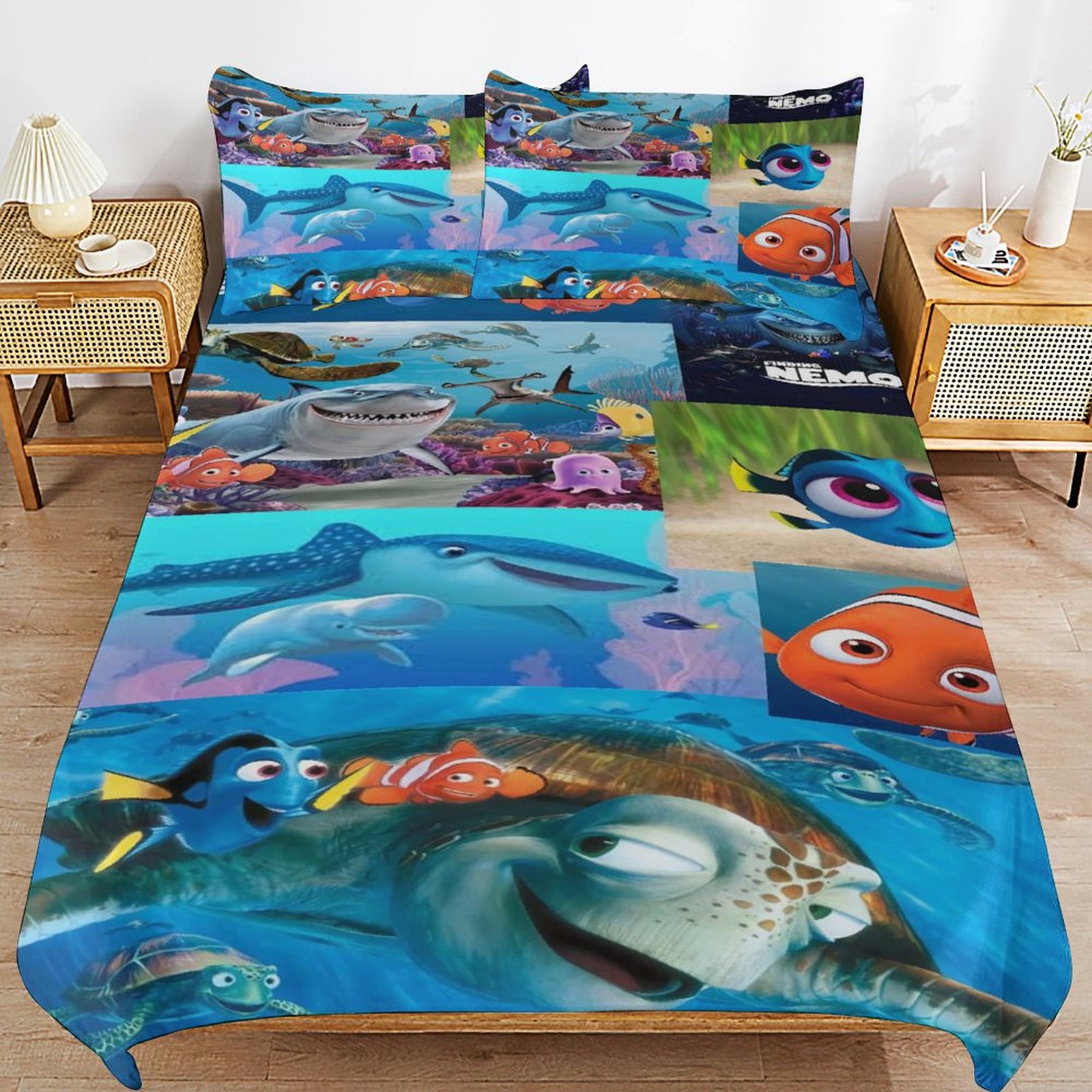 Finding Nemo Duvet Cover 3 Pcs Set Cute Kids Comforter Cover with 2 ...
