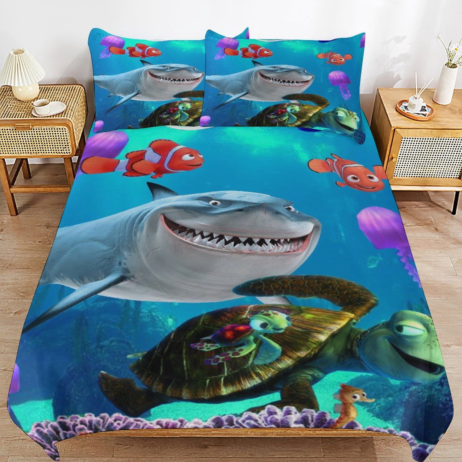 Finding Nemo Duvet Cover 3 Pcs Set Cute Kids Comforter Cover with 2 ...