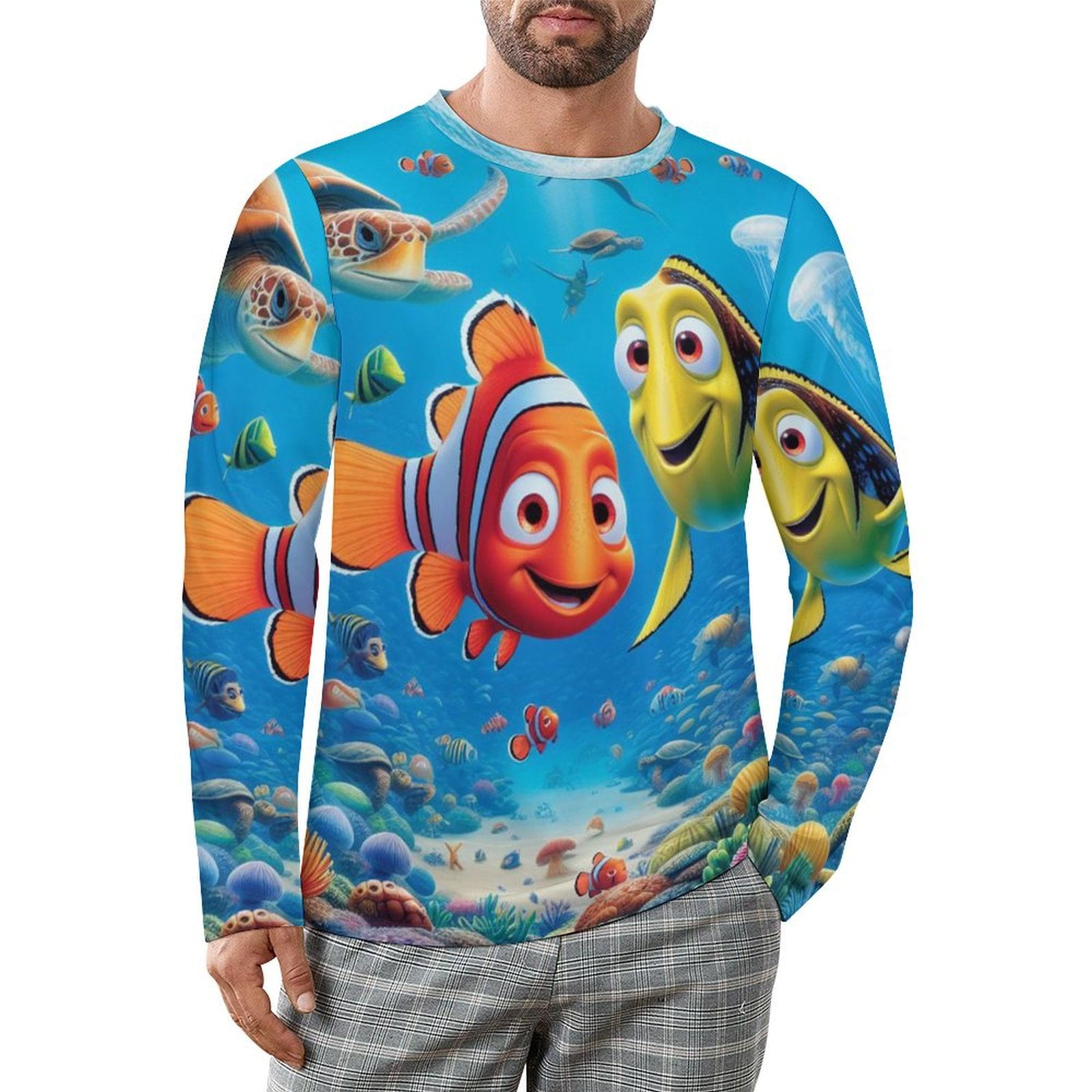 Finding Nemo Mens 3D Graphic Print Shirts Casual Long Sleeve Tee Shirts ...