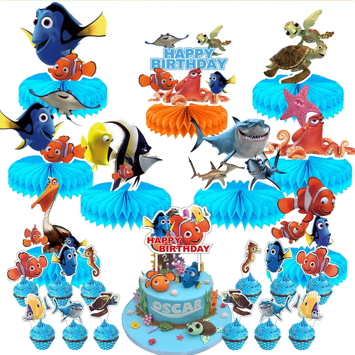 Finding Nemo Party Decor Supplies Honeycomb Centerpieces Table Toppers ...