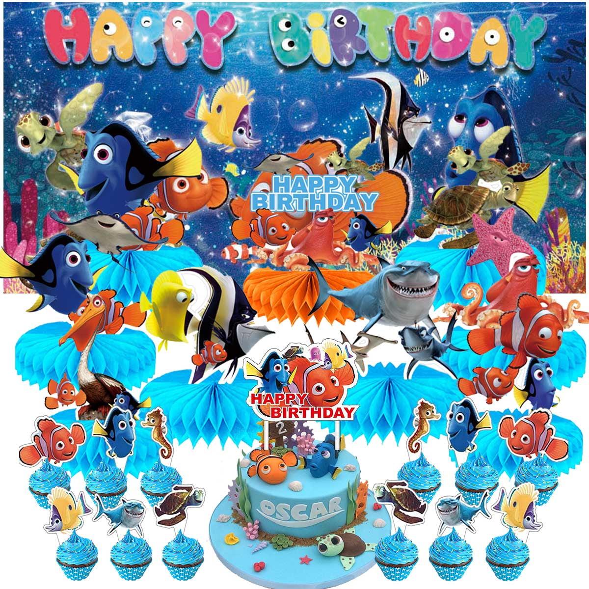 Finding Nemo Party Decorations Decor Supplies Honeycomb Centerpieces ...