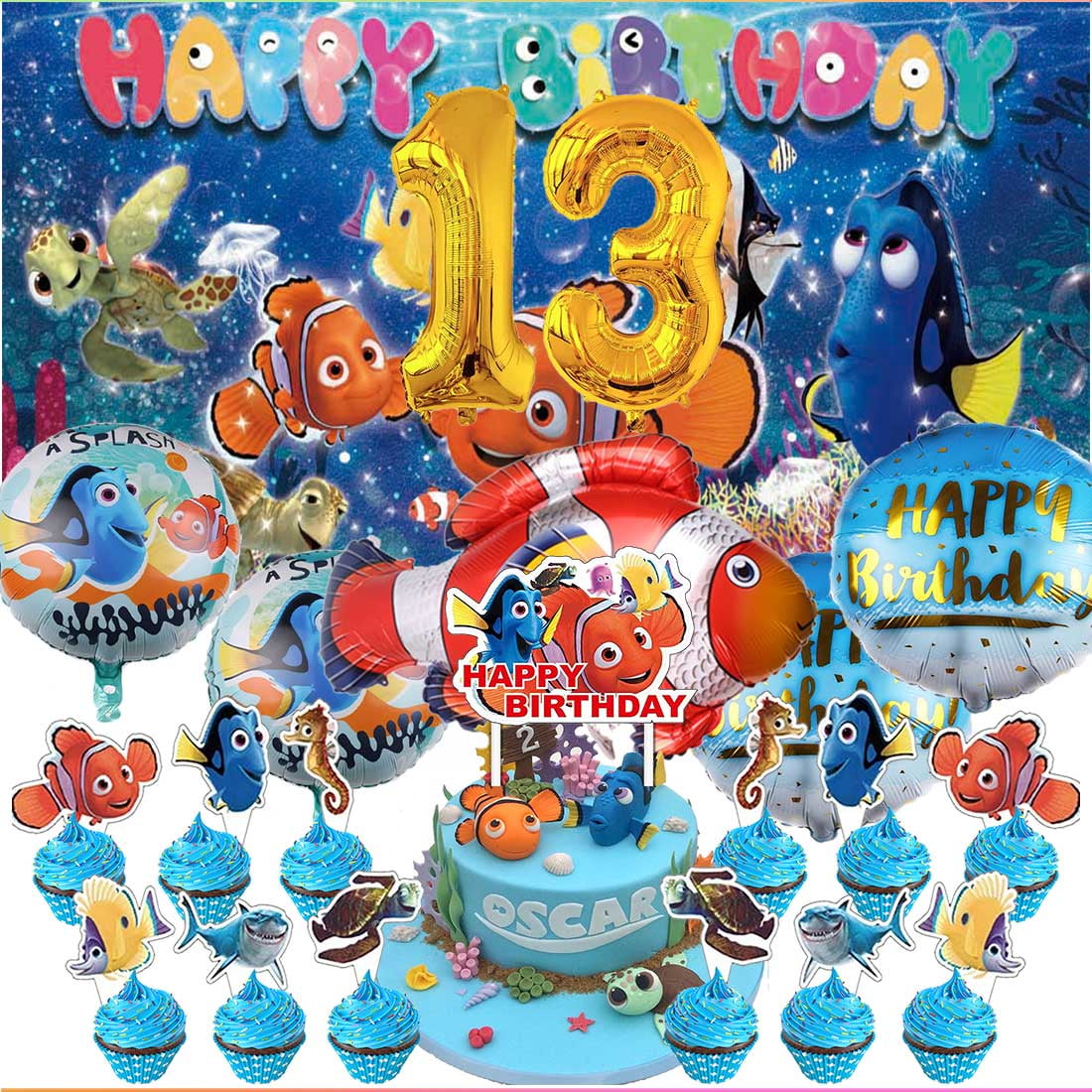 Finding Nemo Party Supplies Decor 13th Kit Balloons Birthday Cake ...