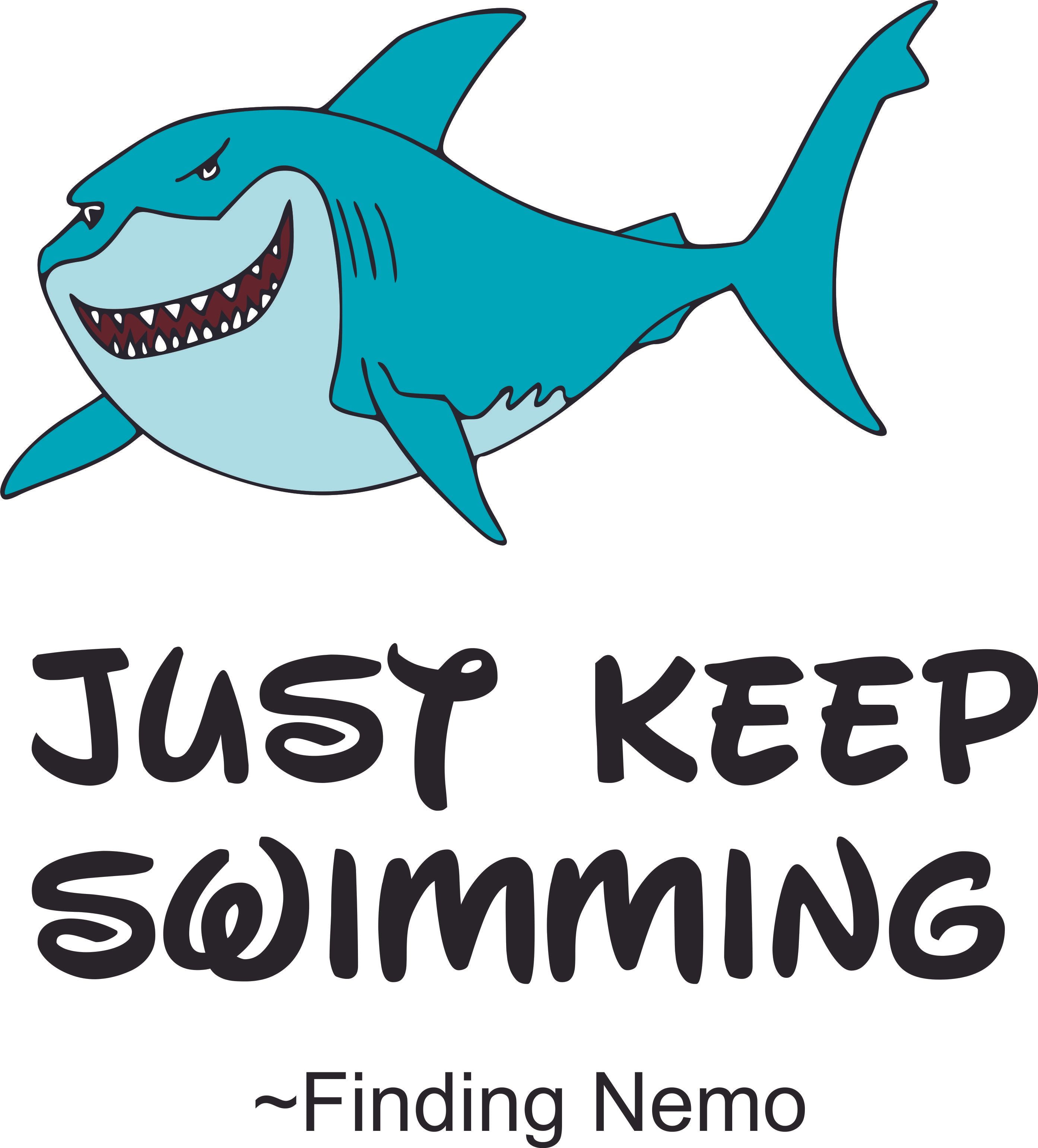Finding Nemo Shark Just Keep Swimming Customized Wall Decal - Custom ...