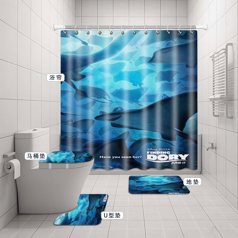 Finding Nemo Shower Curtain Set Four-piece bathroom set, shower curtain ...