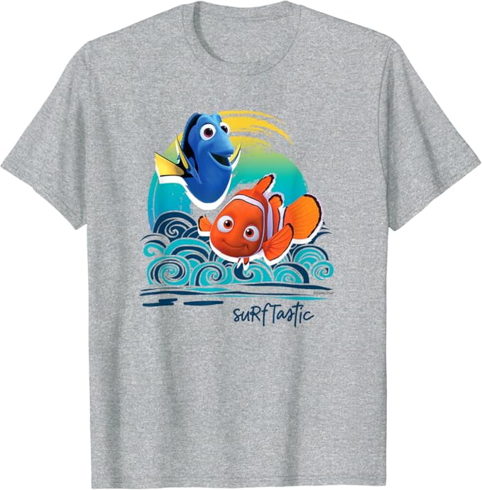 Finding Nemo Surf-Tastic with Nemo & Dory T-Shirt, Grey Color, Size 5XL ...