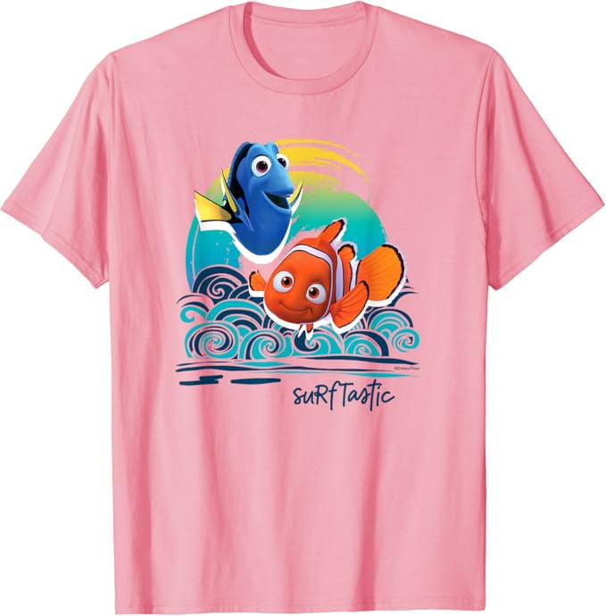Finding Nemo Surf-Tastic with Nemo & Dory T-Shirt, Light Pink Color ...