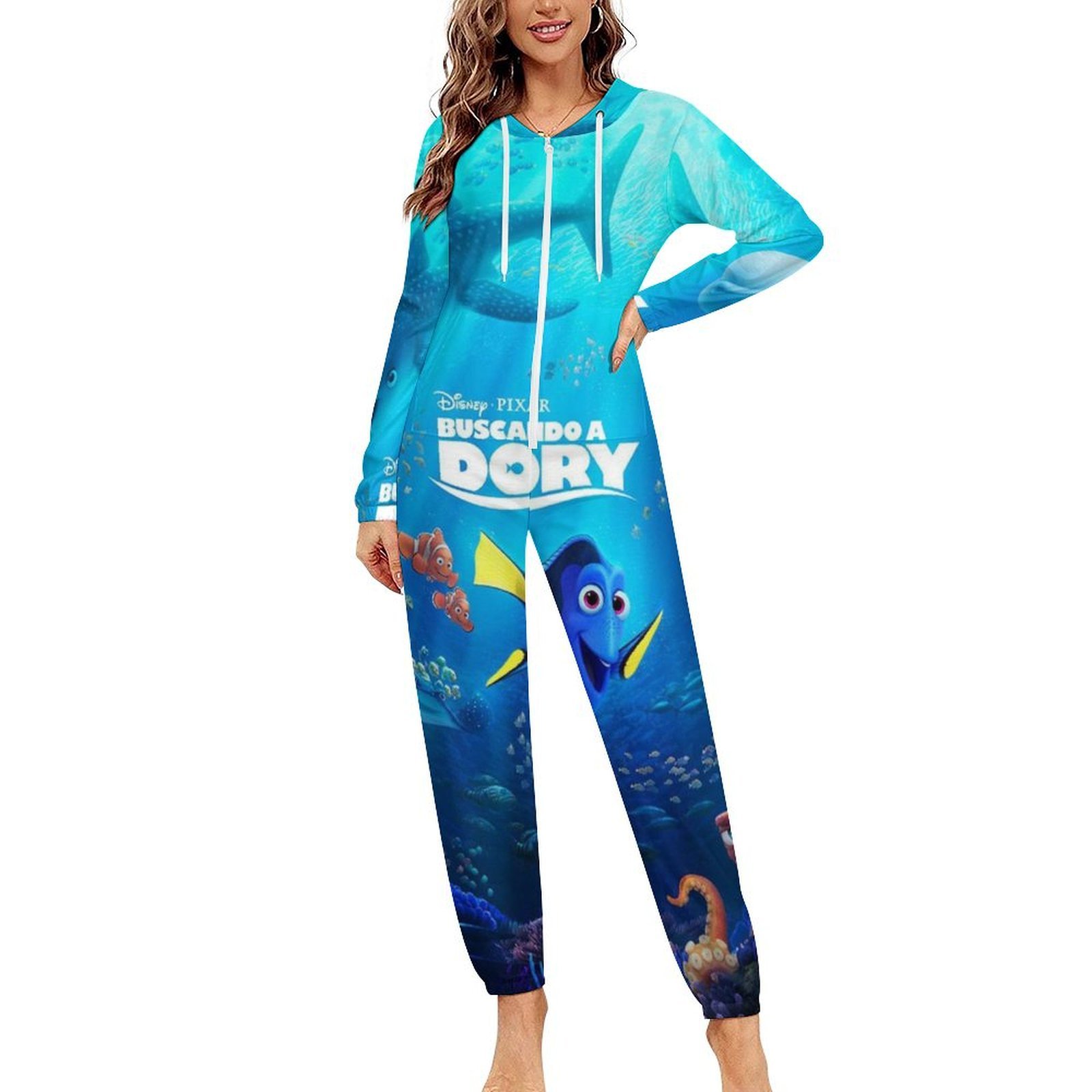 Finding Nemo Women Men Pajamas Zipper Onesie Jumpsuit Hooded One Piece ...
